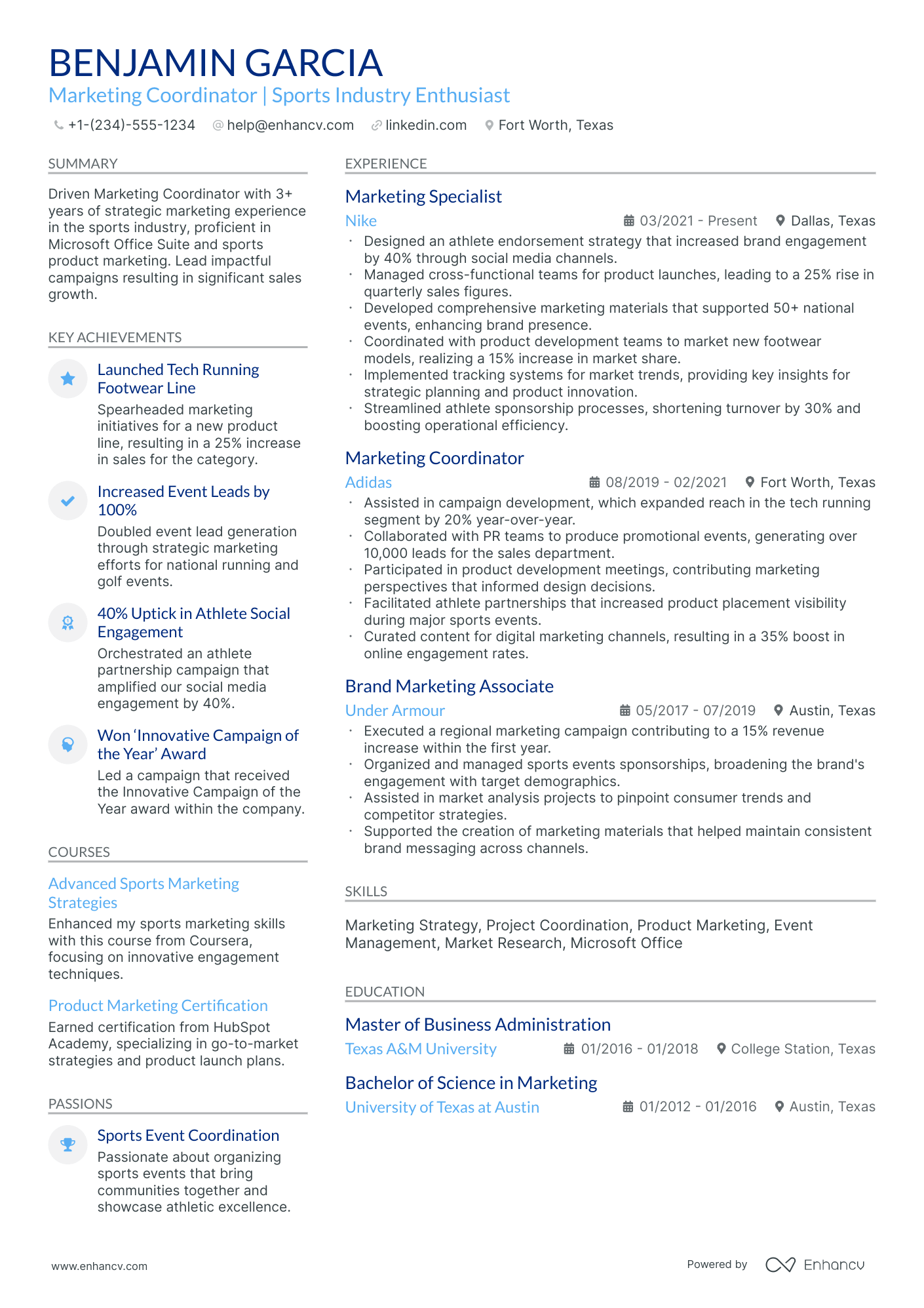 10 Sports Marketing Resume Examples & Guide for 2025