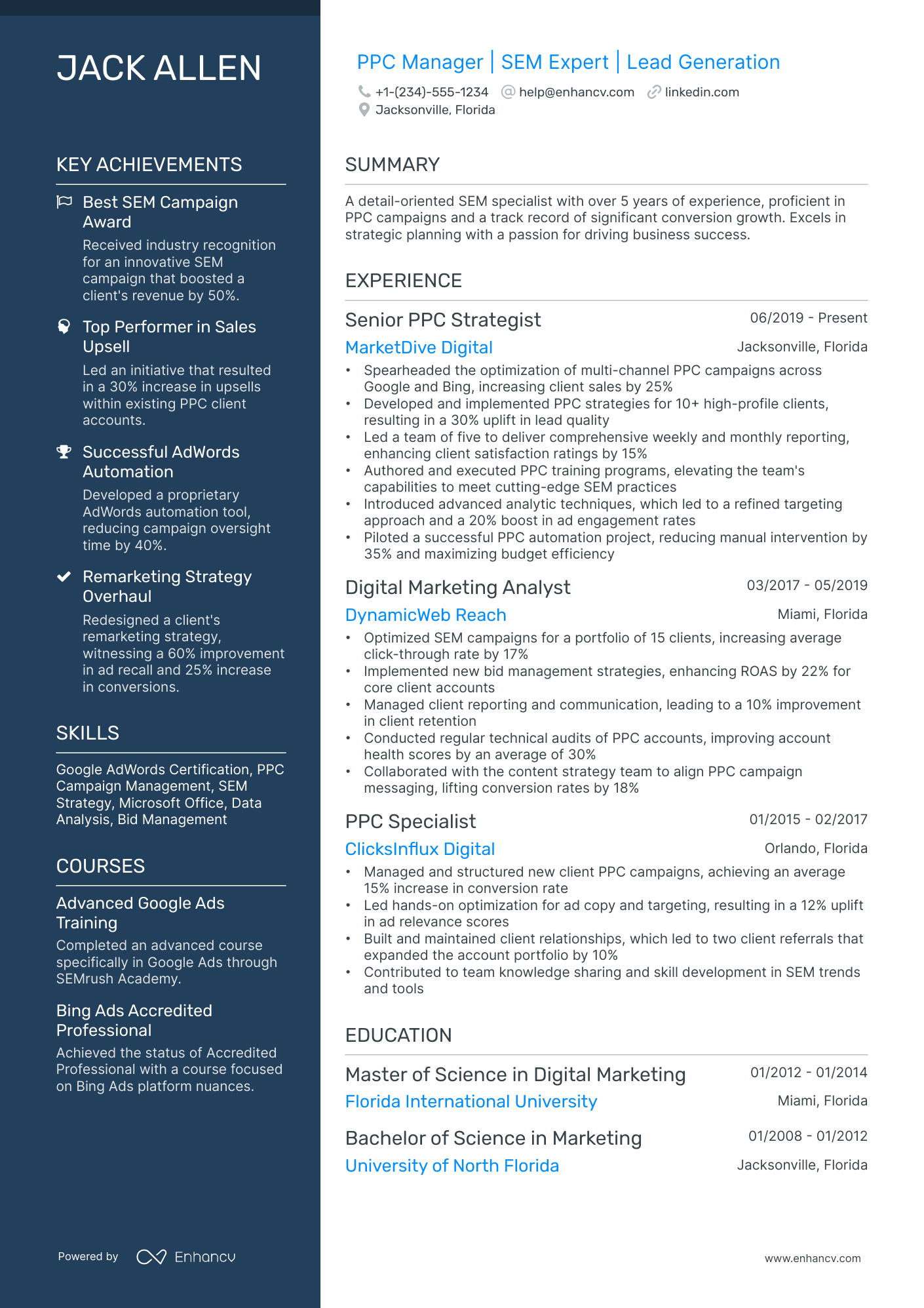 10 PPC Manager Resume Examples & Guide for 2025