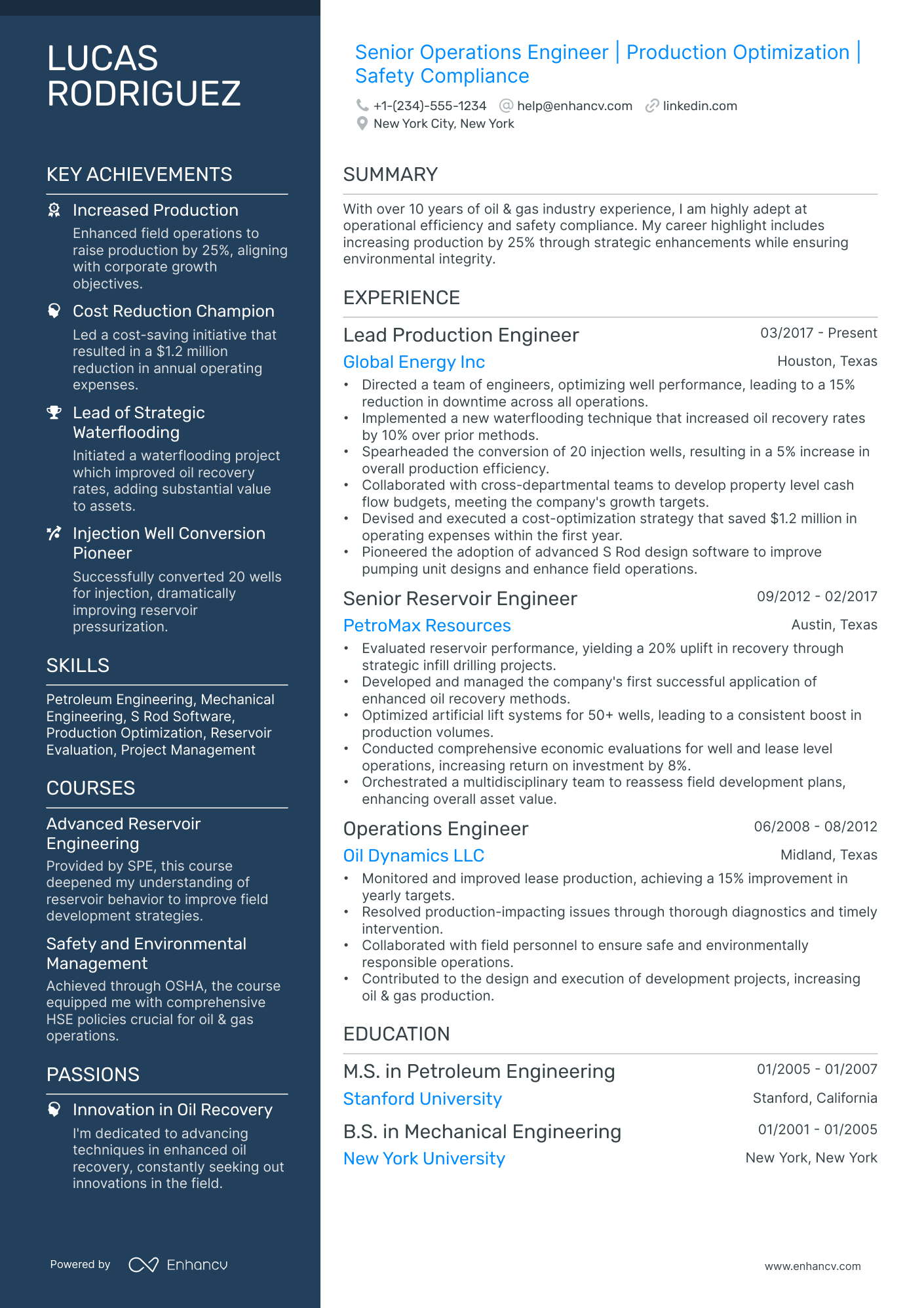 10 Petroleum Engineer Resume Examples & Guide for 2026