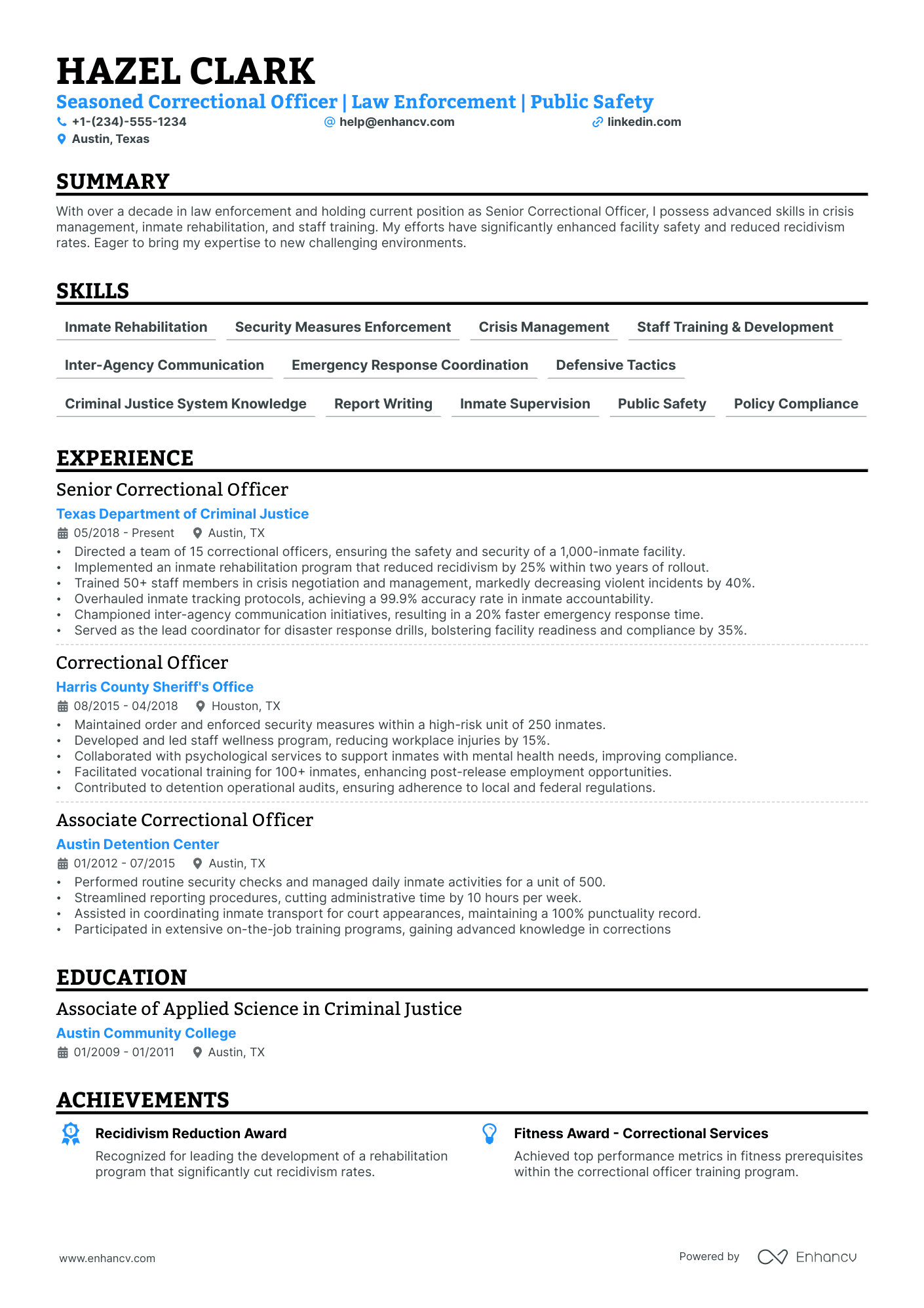5 Correctional Officer Resume Examples & Guide for 2024