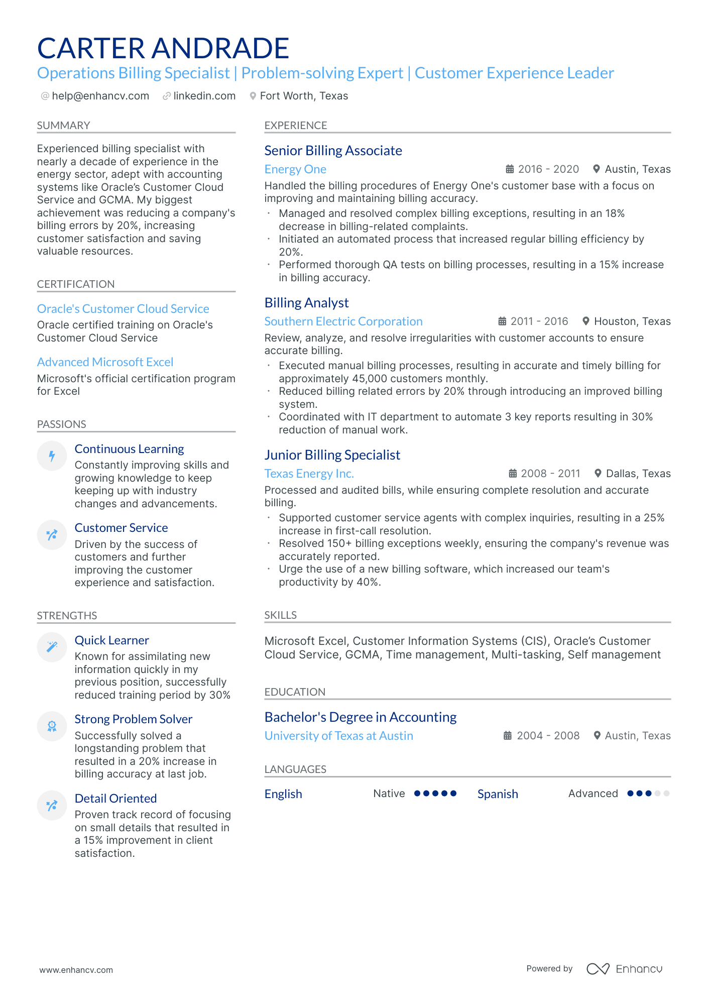 10 Billing Specialist Resume Examples & Guide for 2025