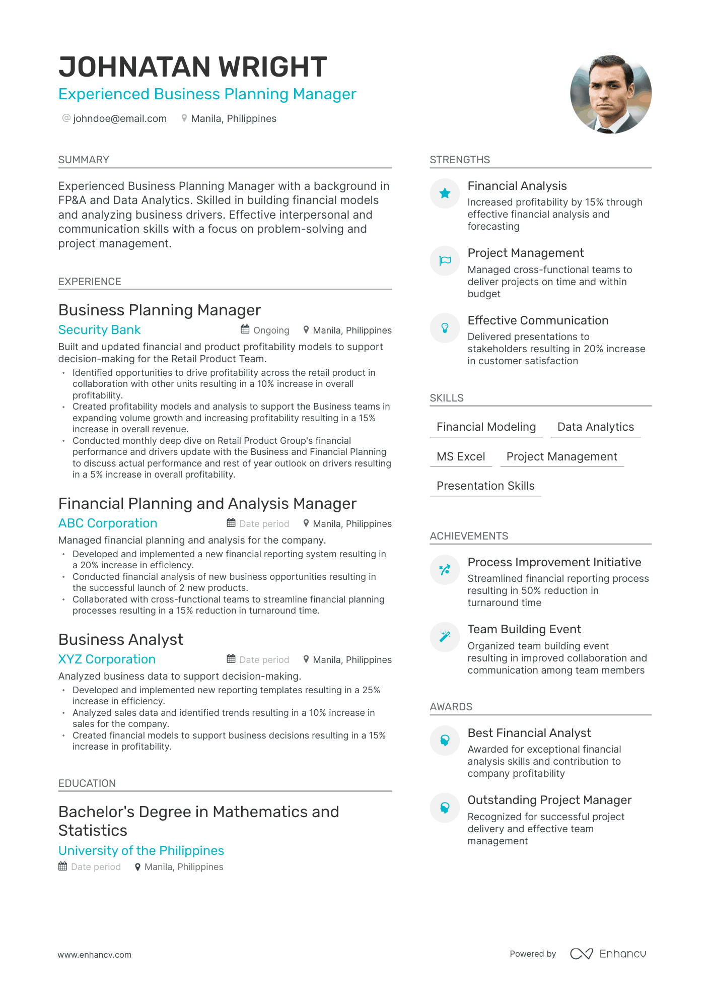 5 Business Planning Manager Resume Examples & Guide for 2024