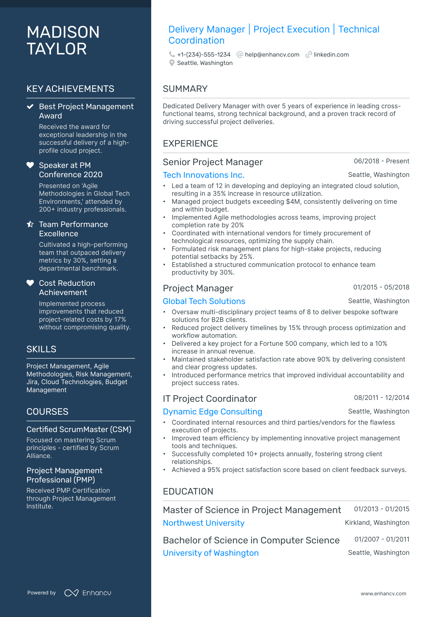 10 Delivery Manager Resume Examples & Guide for 2025