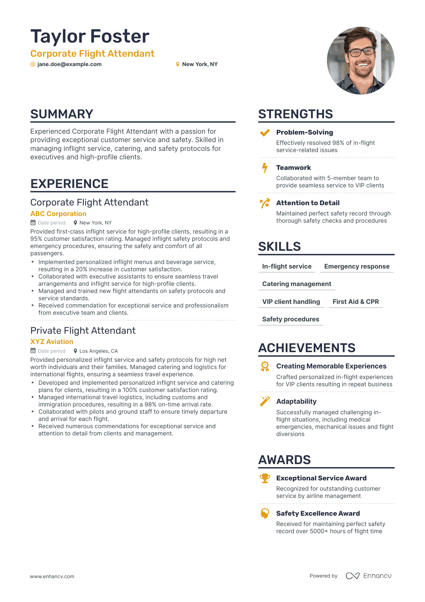 6 Flight Attendant Resume Examples & Guide for 2024