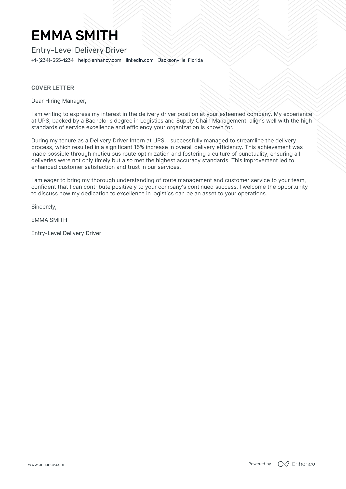 6 Professional Delivery Driver Cover Letter Examples and Template for ...