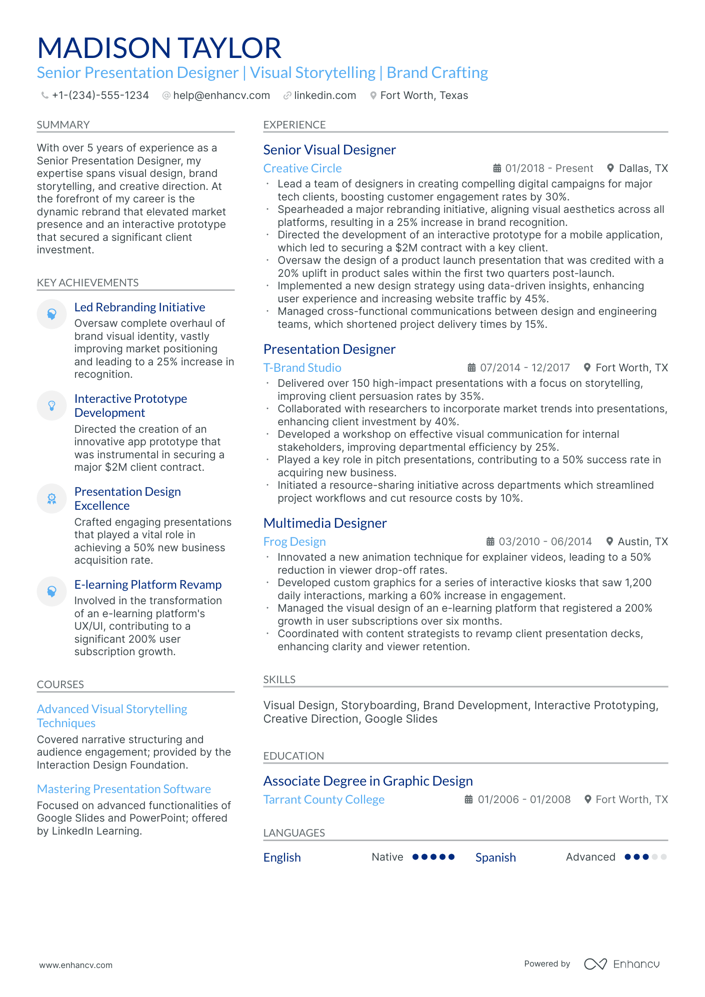 10 Presentation Designer Resume Examples & Guide for 2026