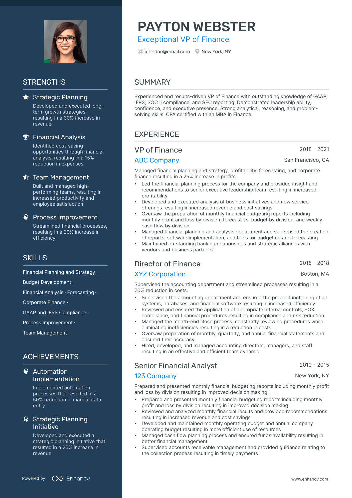 5 VP of Finance Resume Examples & Guide for 2024