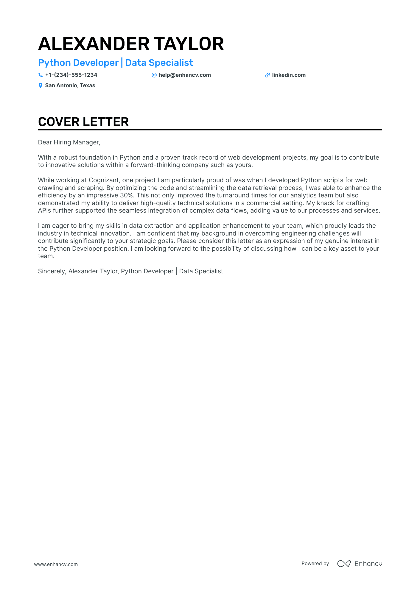 8 Professional Python Developer Cover Letter Examples and Template for ...