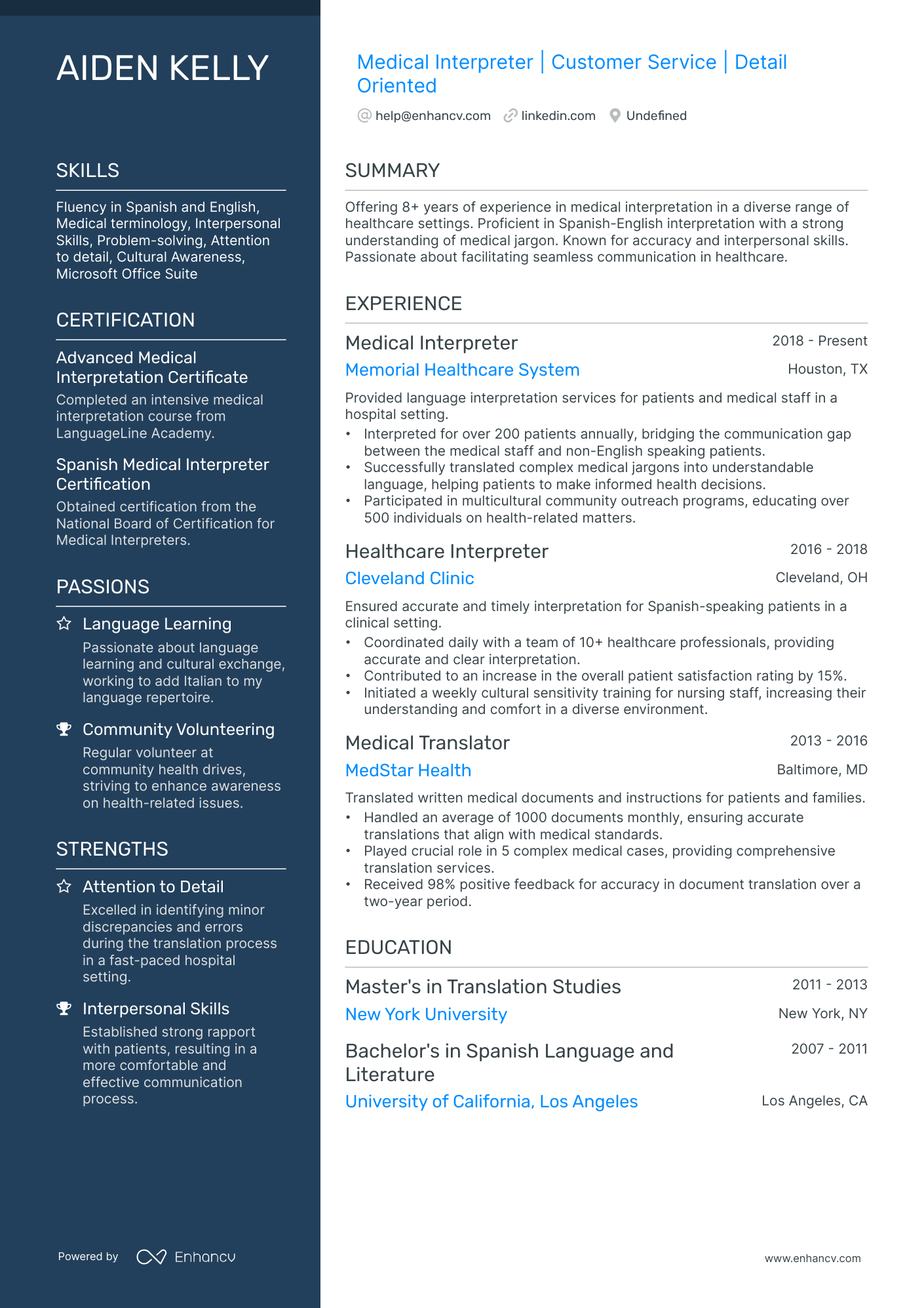 10 Medical Interpreter Resume Examples & Guide for 2026