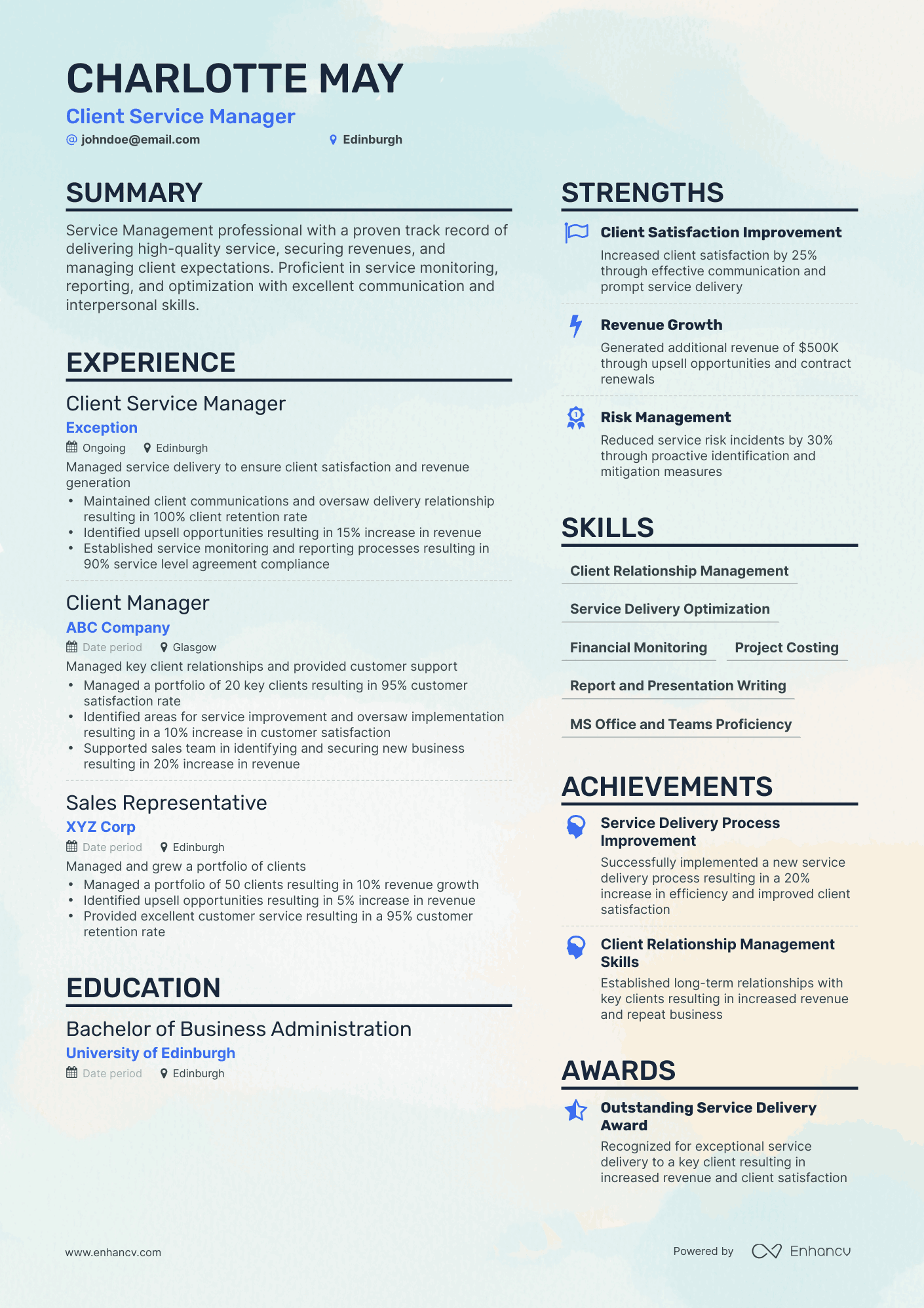 5 Client Service Manager Resume Examples & Guide for 2024