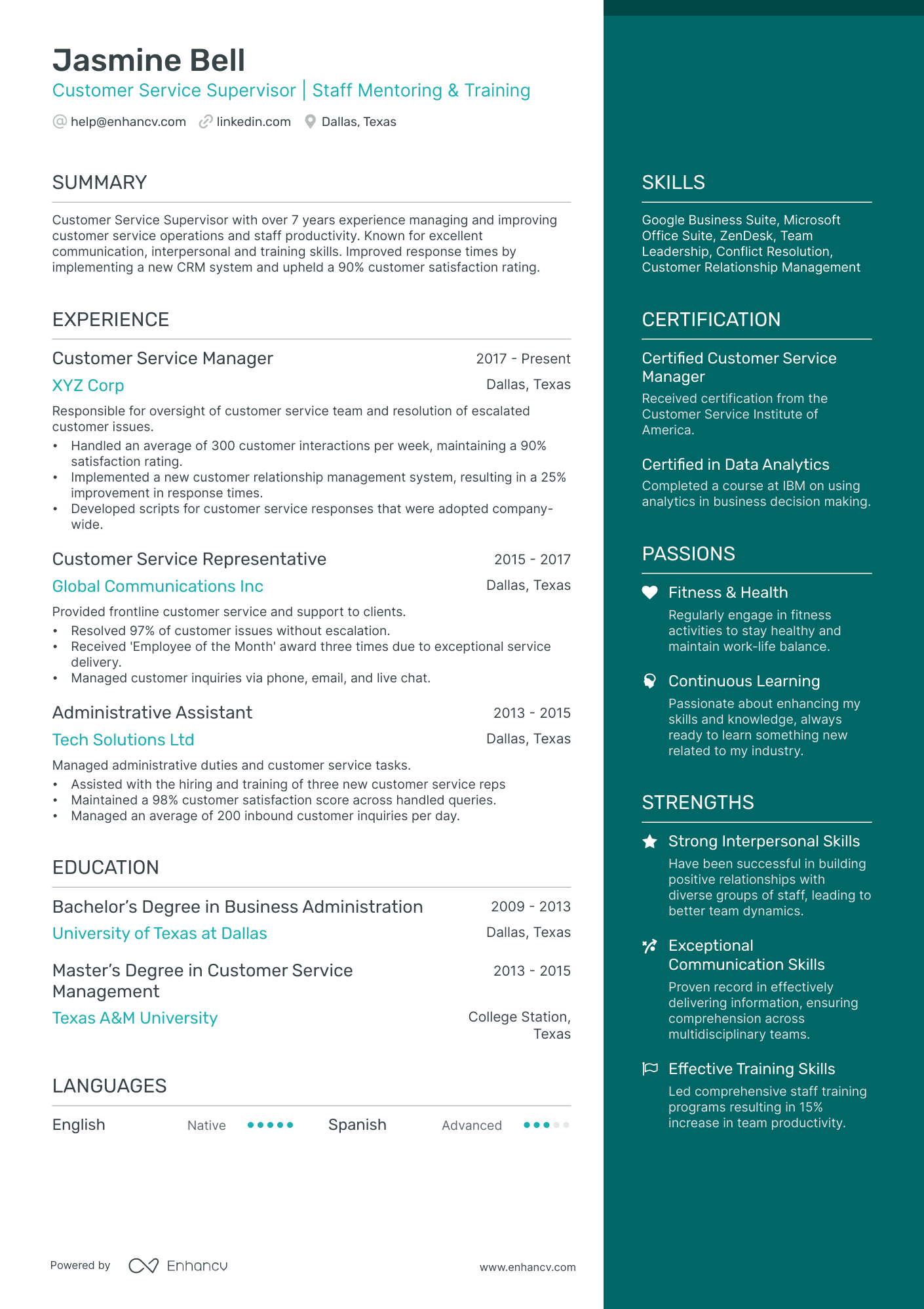 10 Customer Service Supervisor Resume Examples & Guide for 2025