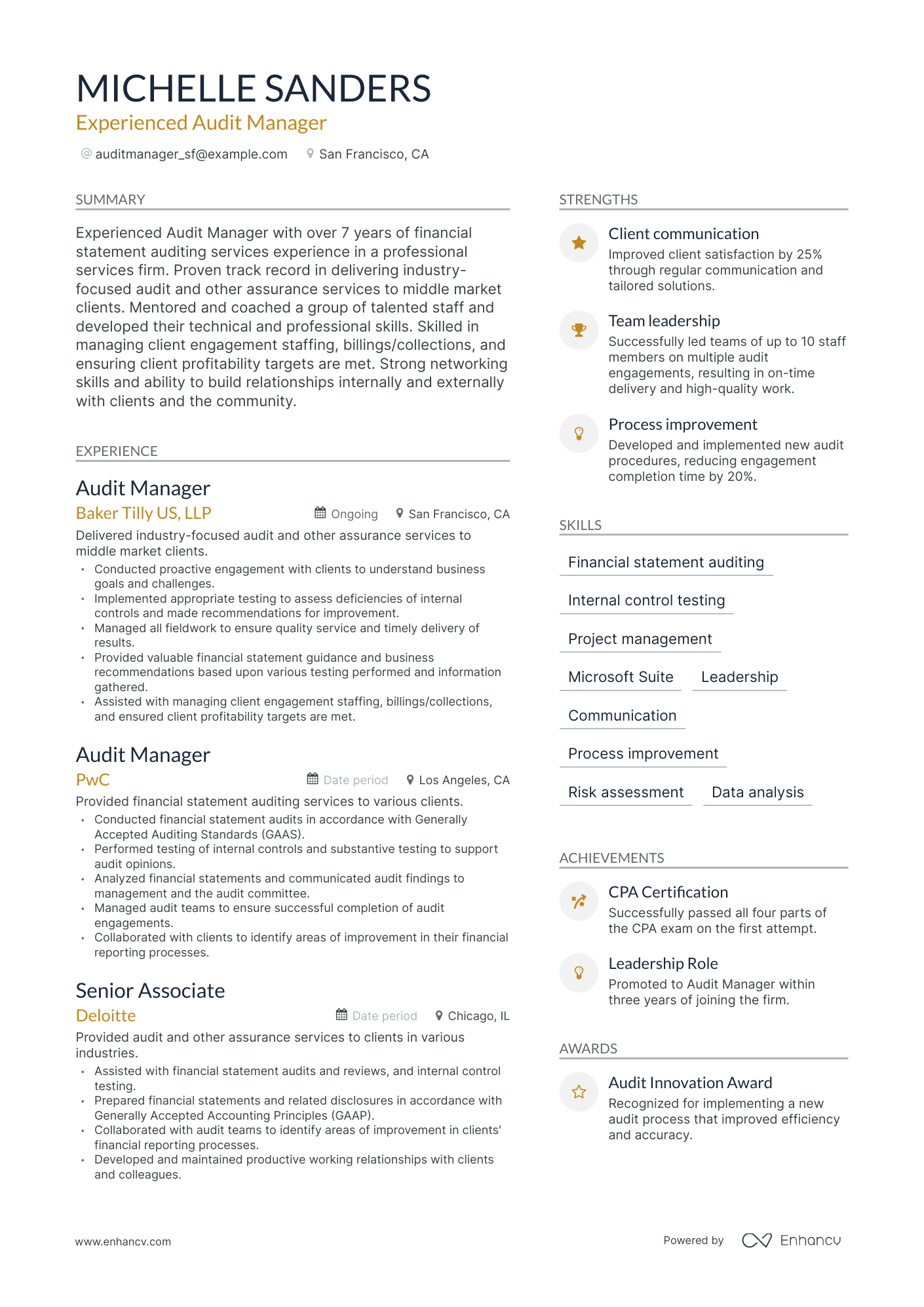 5 Audit Manager Resume Examples & Guide for 2024