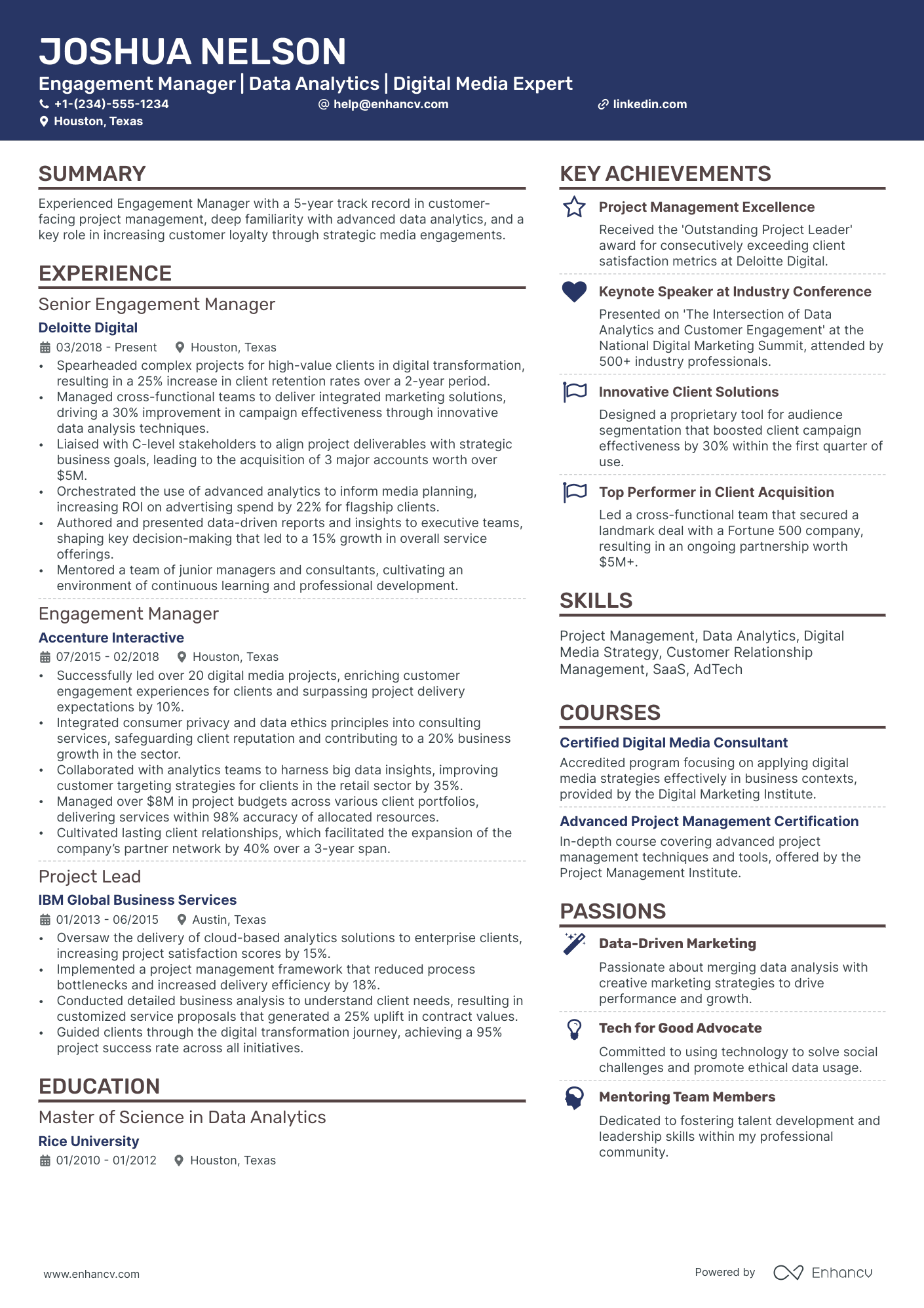 10 Engagement Manager Resume Examples & Guide for 2026