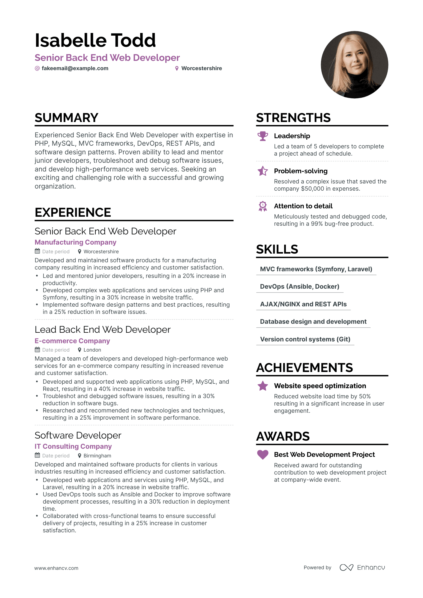 5 Senior Web Developer Resume Examples & Guide for 2023