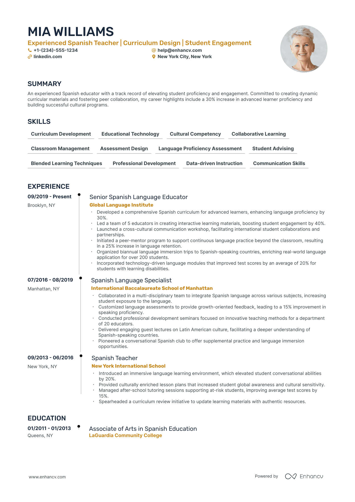5 Spanish Teacher Resume Examples & Guide for 2024