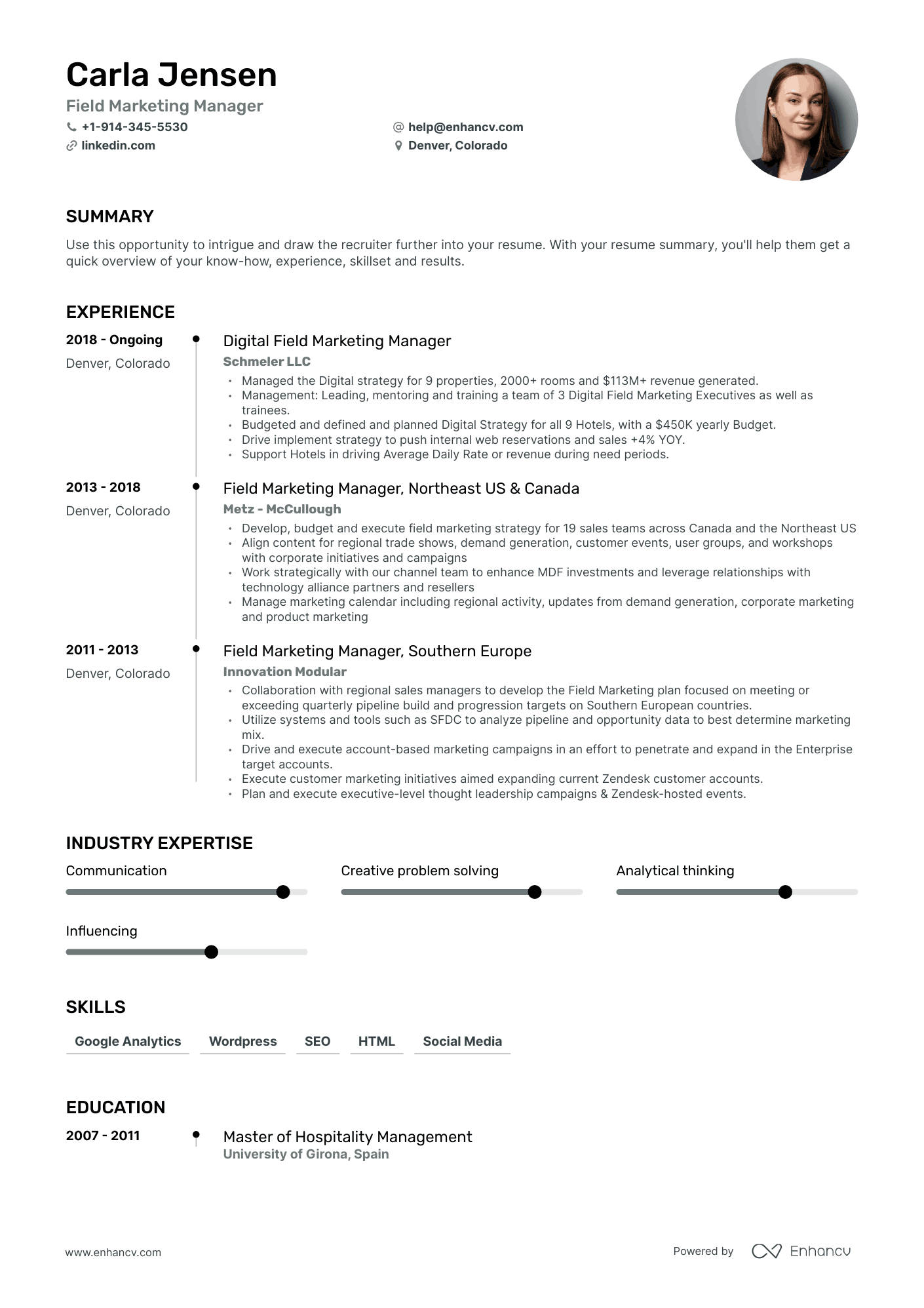 Field Marketing Manager Resume Examples & Guide for 2023 (Layout ...