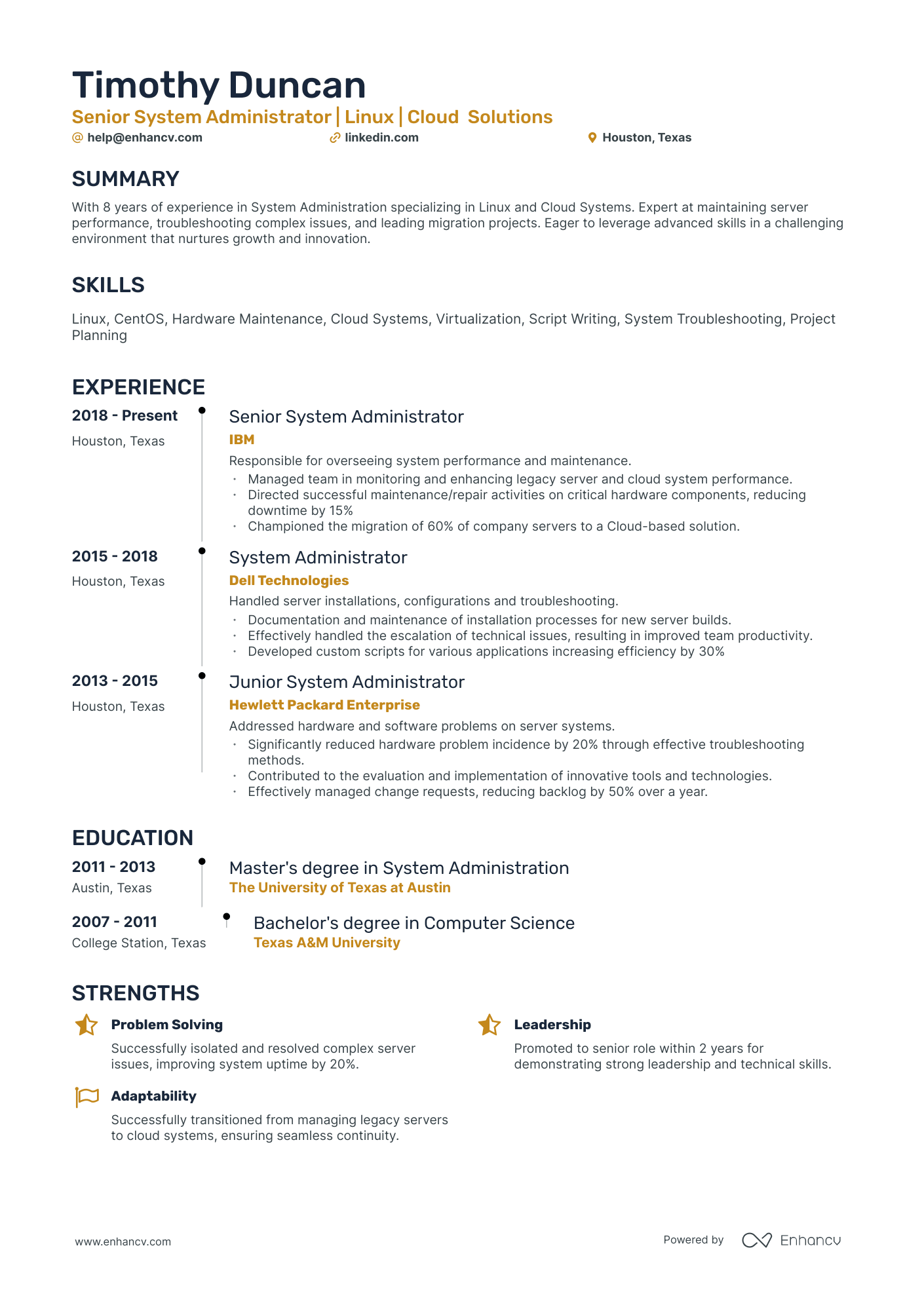 10 Linux System Administrator Resume Examples & Guide for 2026