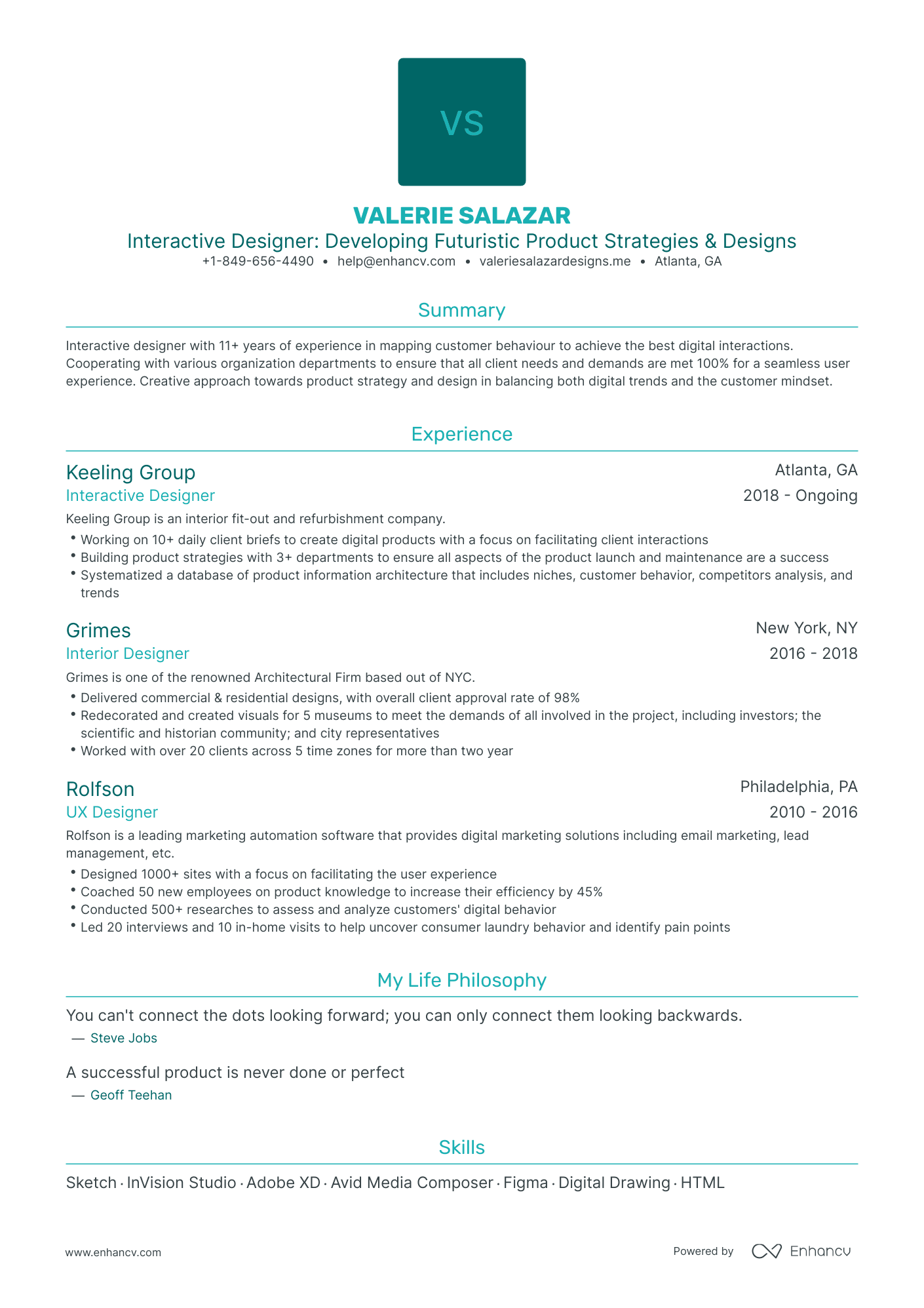 5 Interactive Designer Resume Examples & Guide for 2024