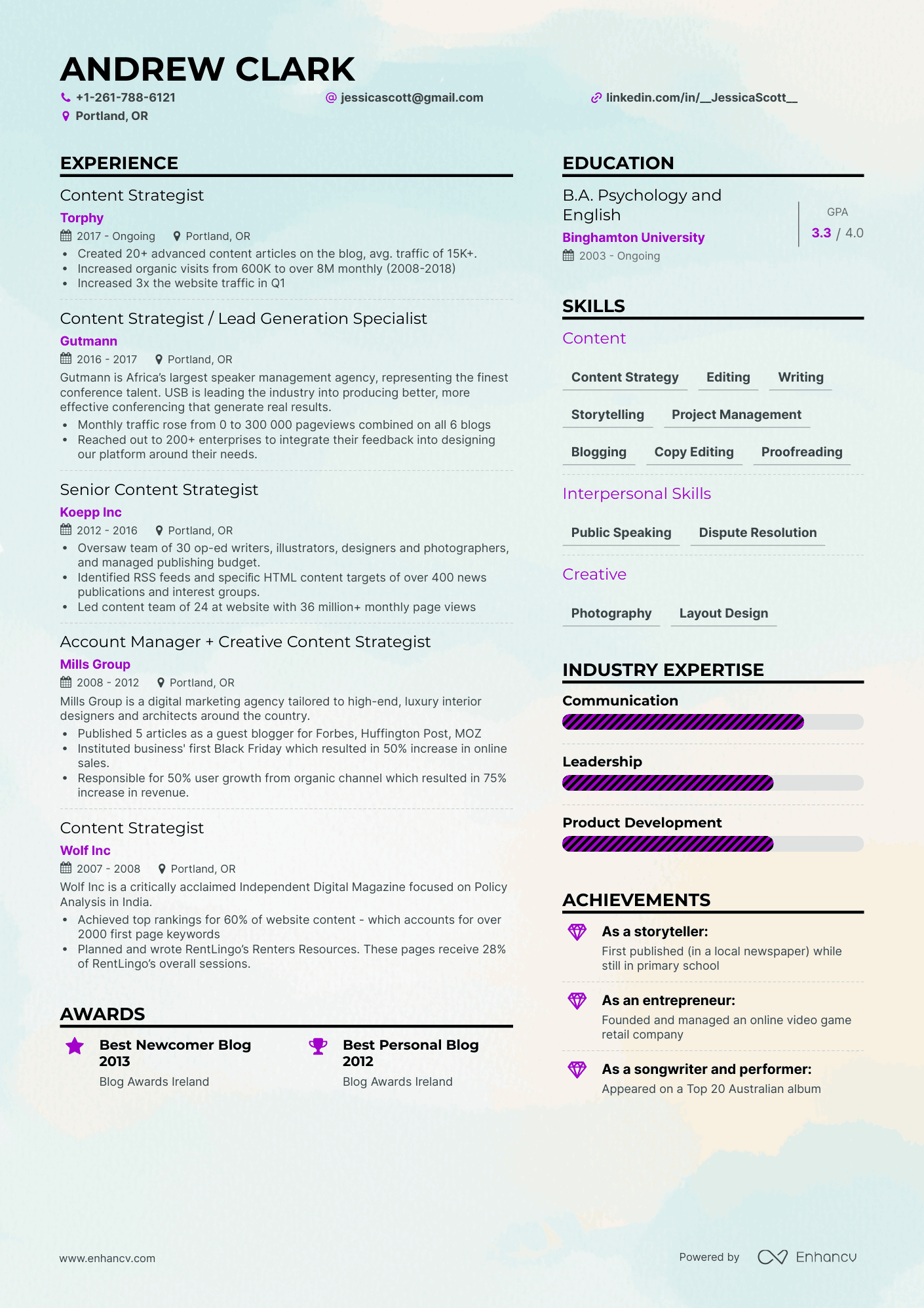 5 Content Strategist Resume Examples & Guide for 2024