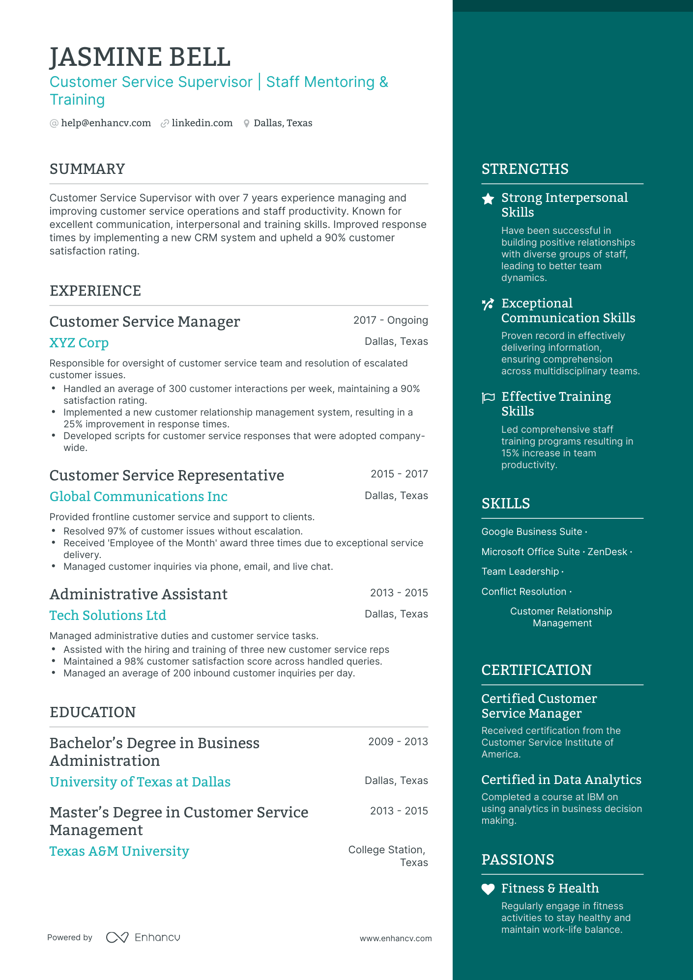 5 Customer Service Supervisor Resume Examples & Guide for 2024