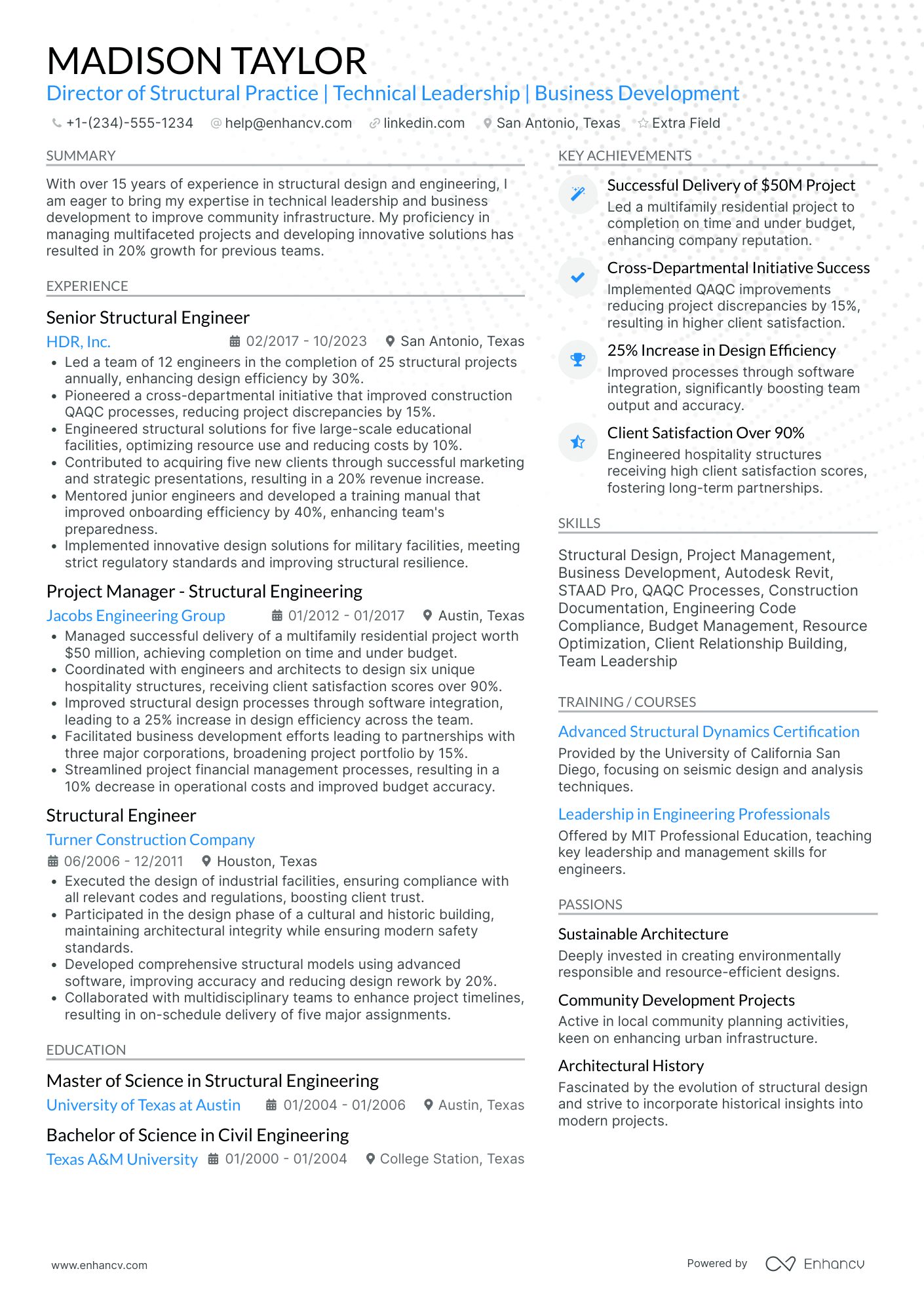 18 Structural Engineer Resume Examples & Guide for 2026