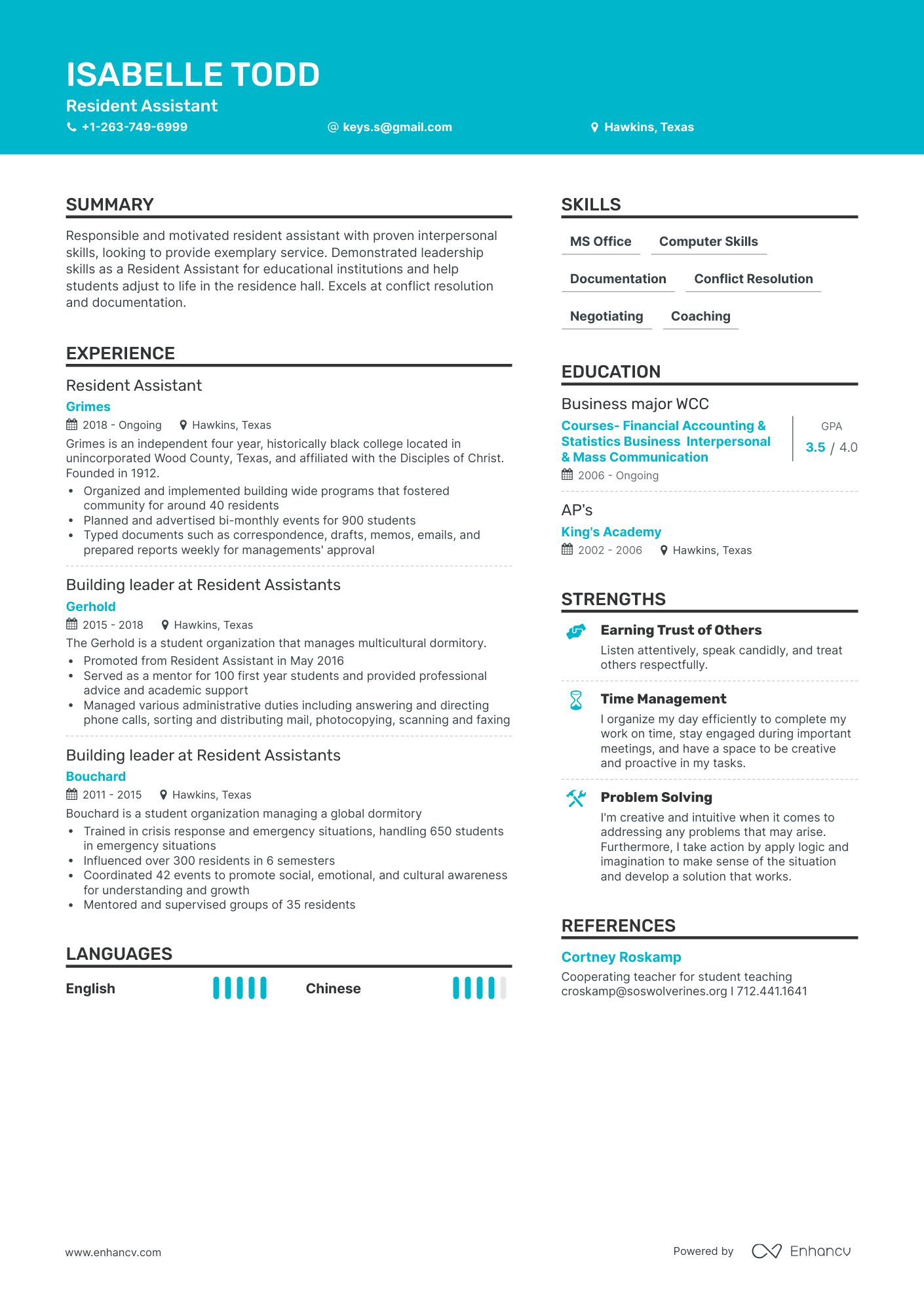 Resident Assistant Resume Examples & Guide for 2023 (Layout, Skills ...