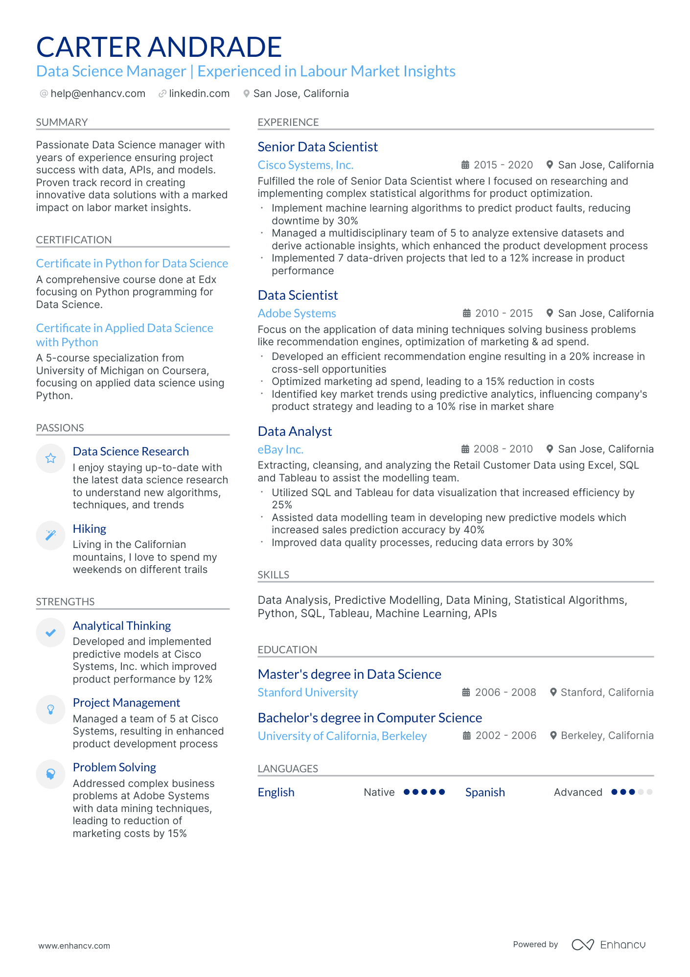 10 Data Science Manager Resume Examples & Guide for 2025