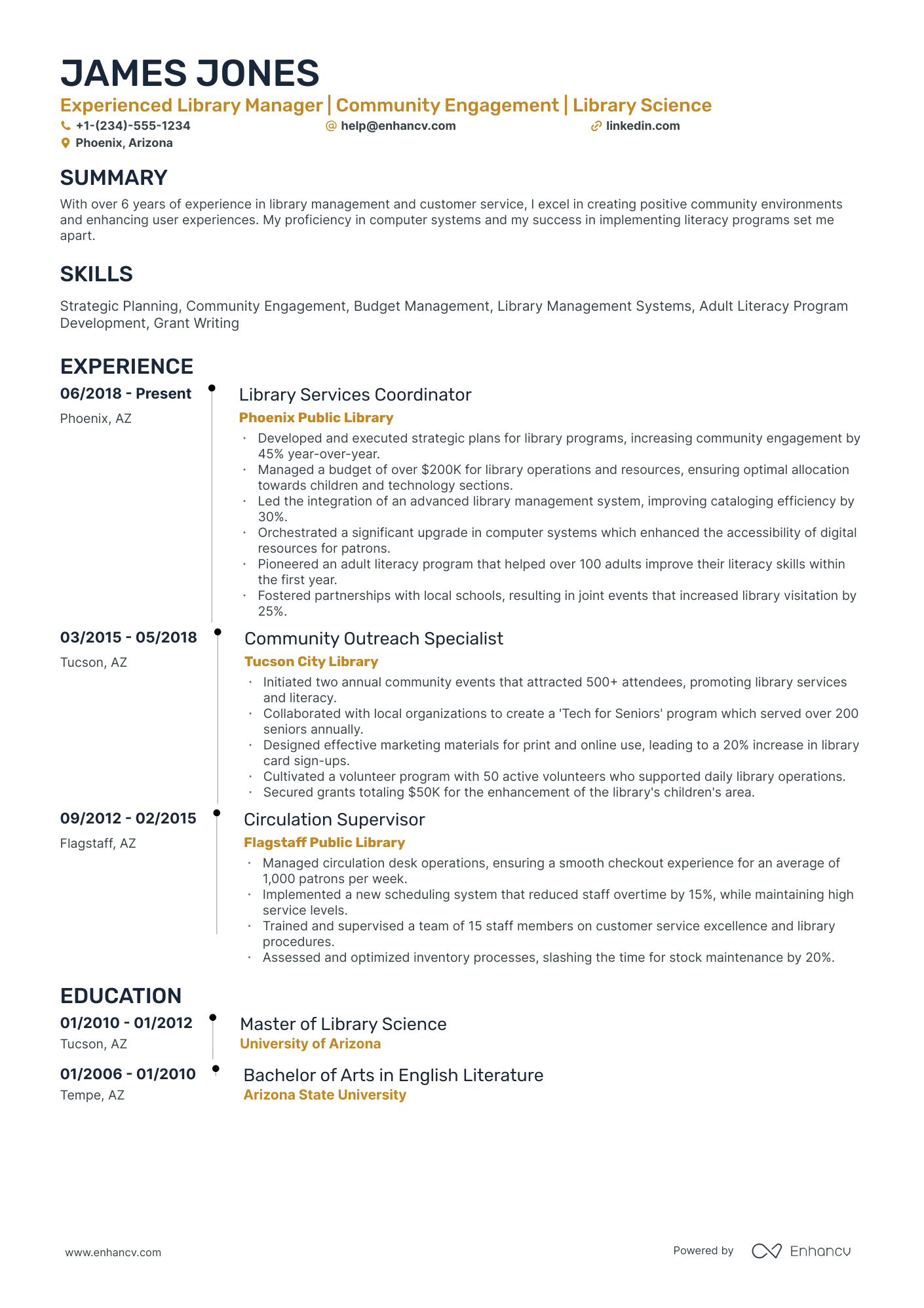 10 Library Director Resume Examples & Guide for 2026