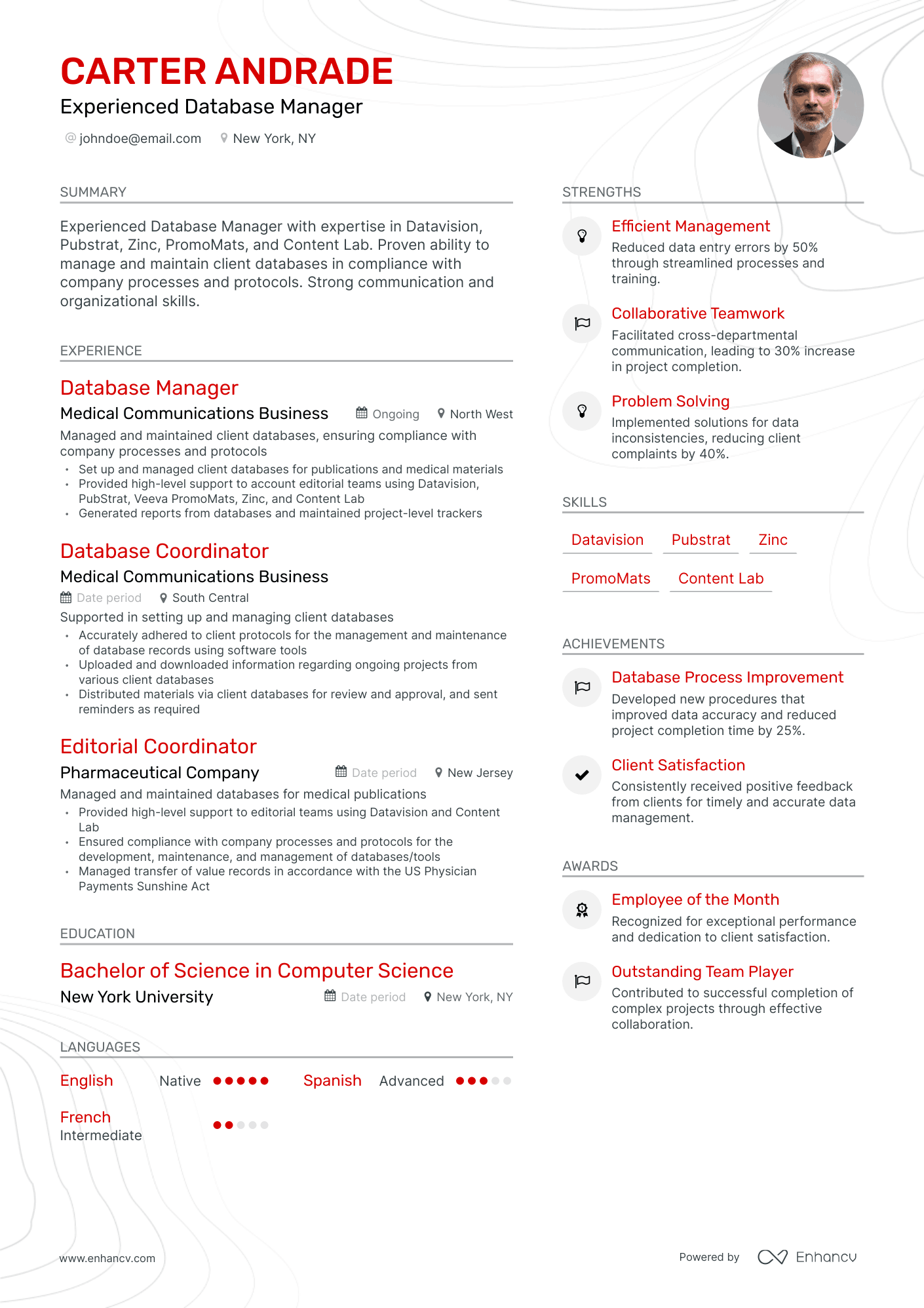 5 Database Manager Resume Examples & Guide for 2024