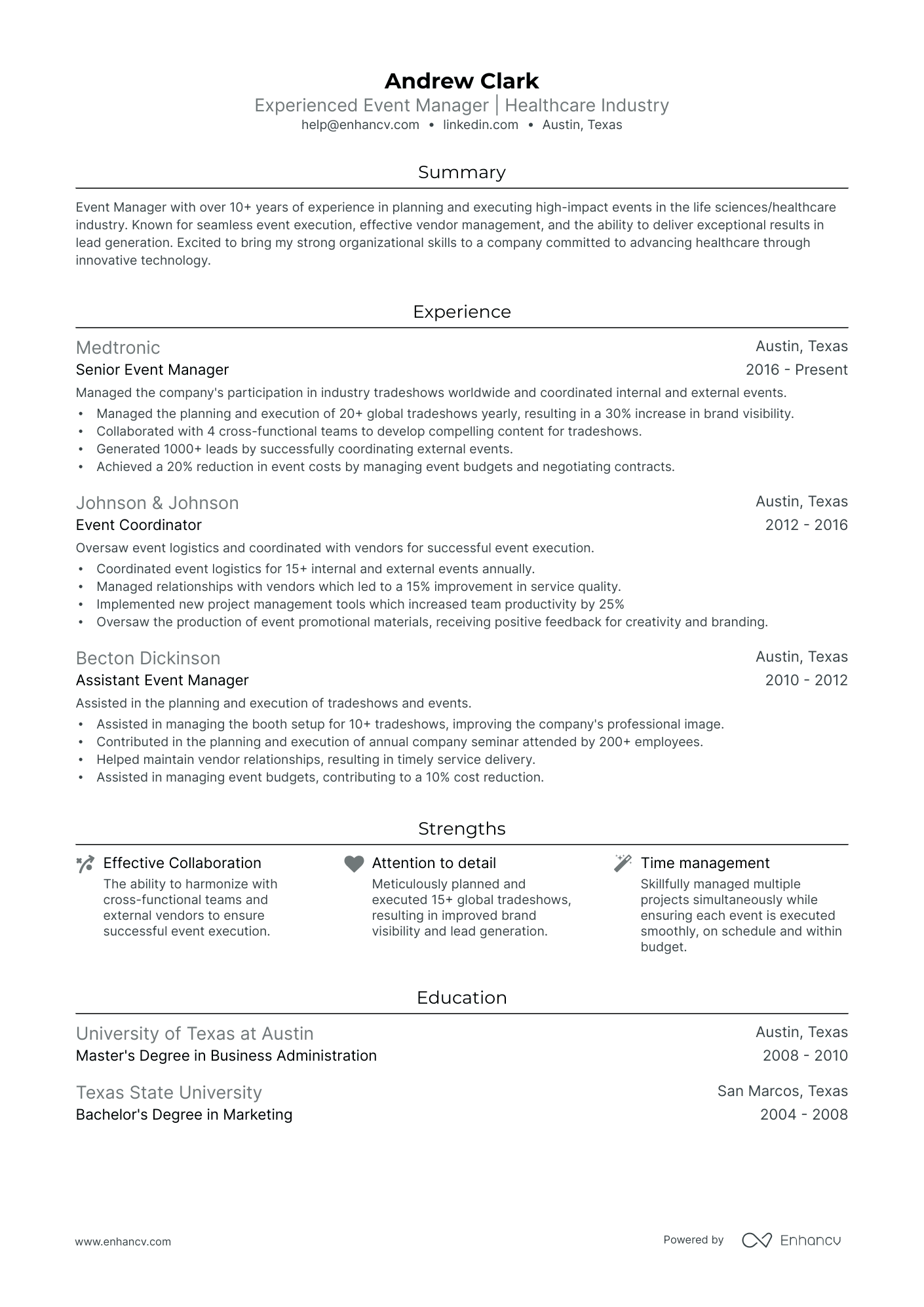 5 Events Manager Resume Examples & Guide for 2024