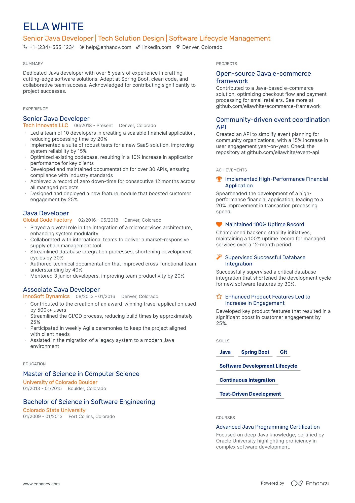 5 Senior Java Developer Resume Examples & Guide for 2024