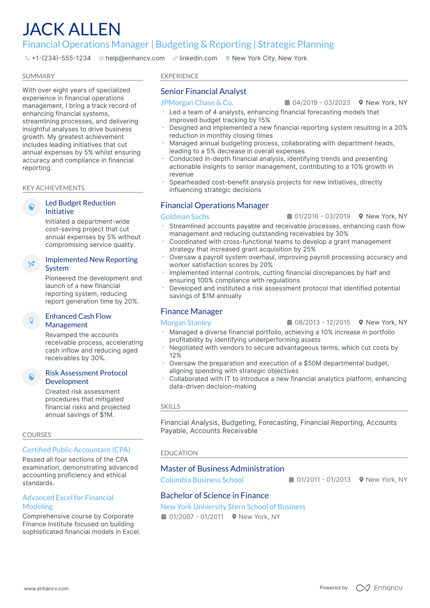 10 Financial Operations Manager Resume Examples & Guide for 2026