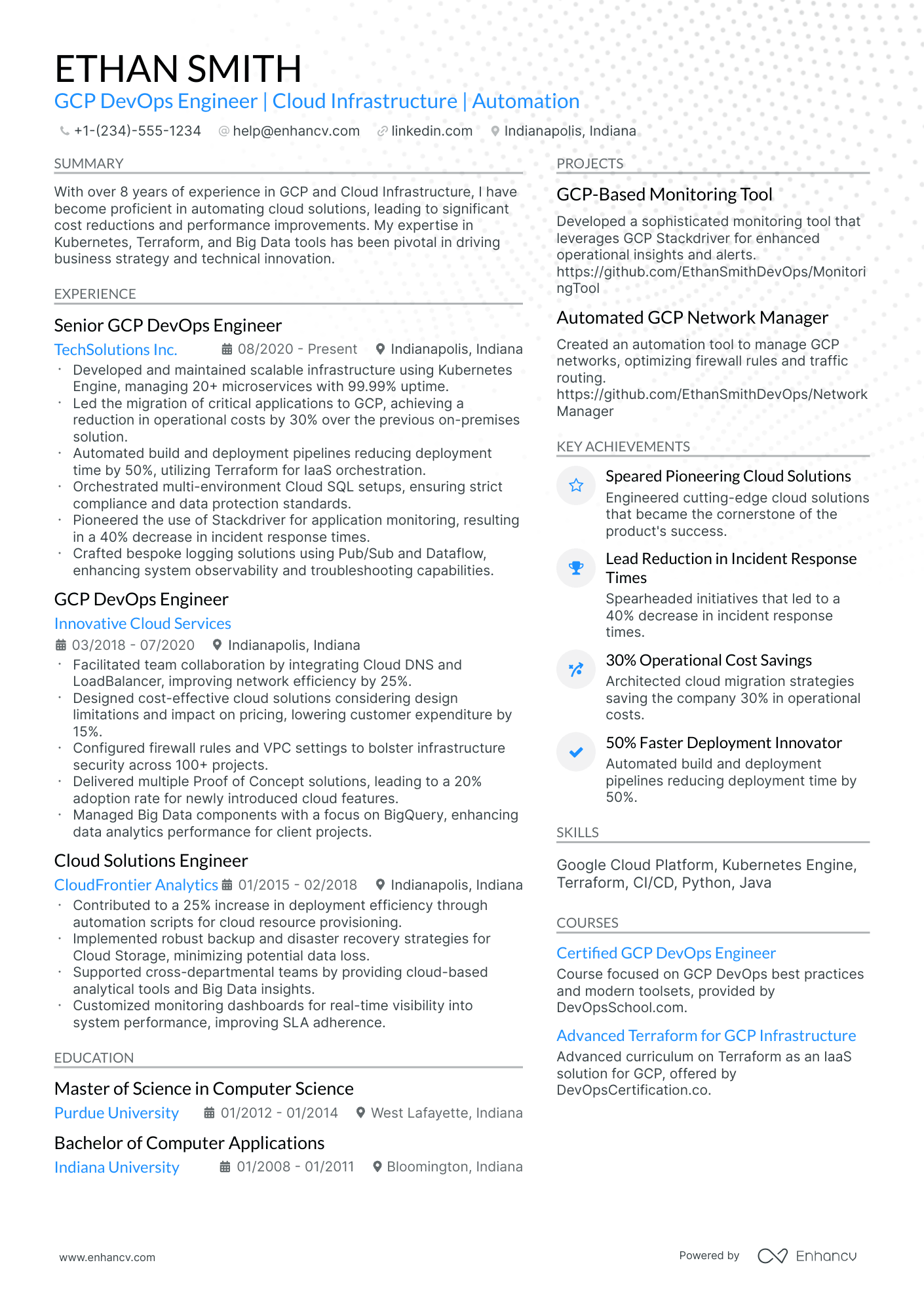 10 GCP Devops Engineer Resume Examples & Guide for 2026