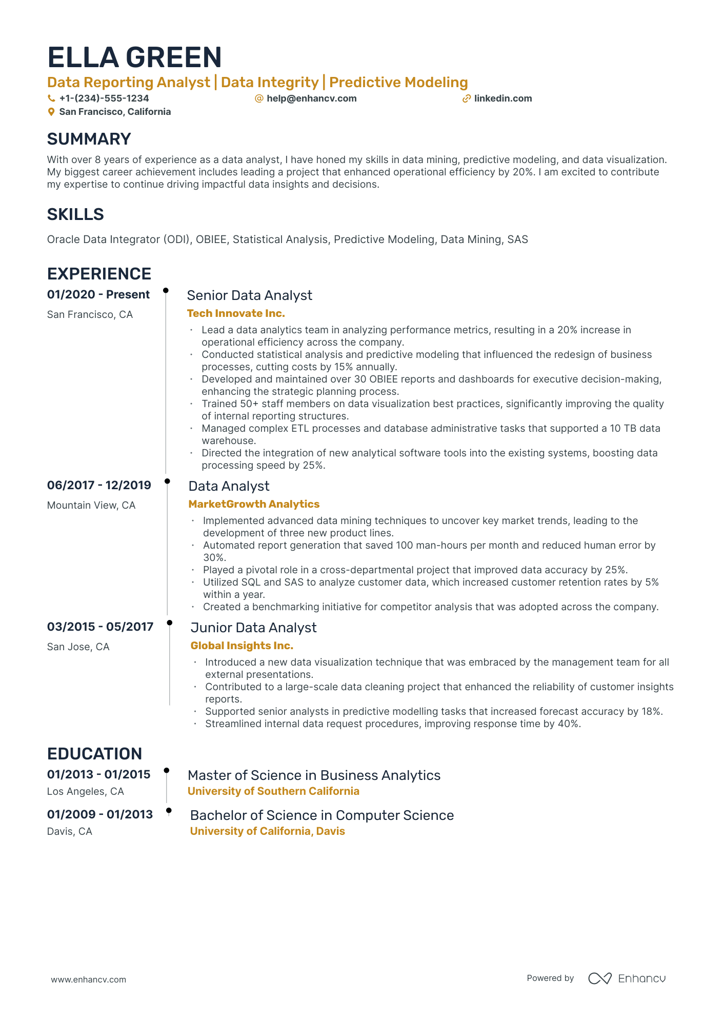 10 Data Reporting Analyst Resume Examples & Guide for 2025