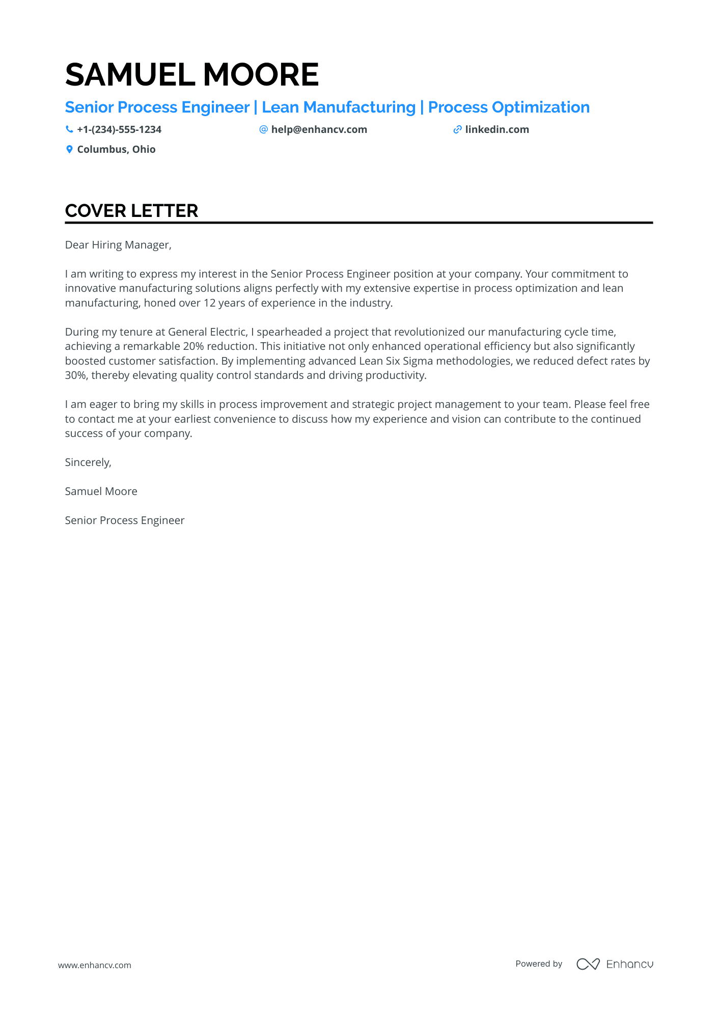 5 Professional Process Engineer Cover Letter Examples and Template for ...