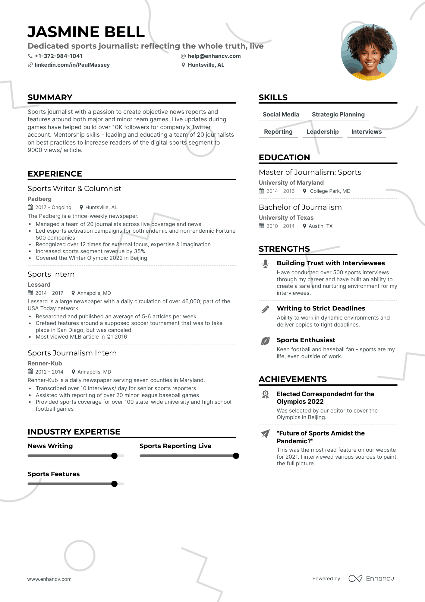 Sports Resume Examples & Guide for 2023 (Layout, Skills, Keywords & Job ...