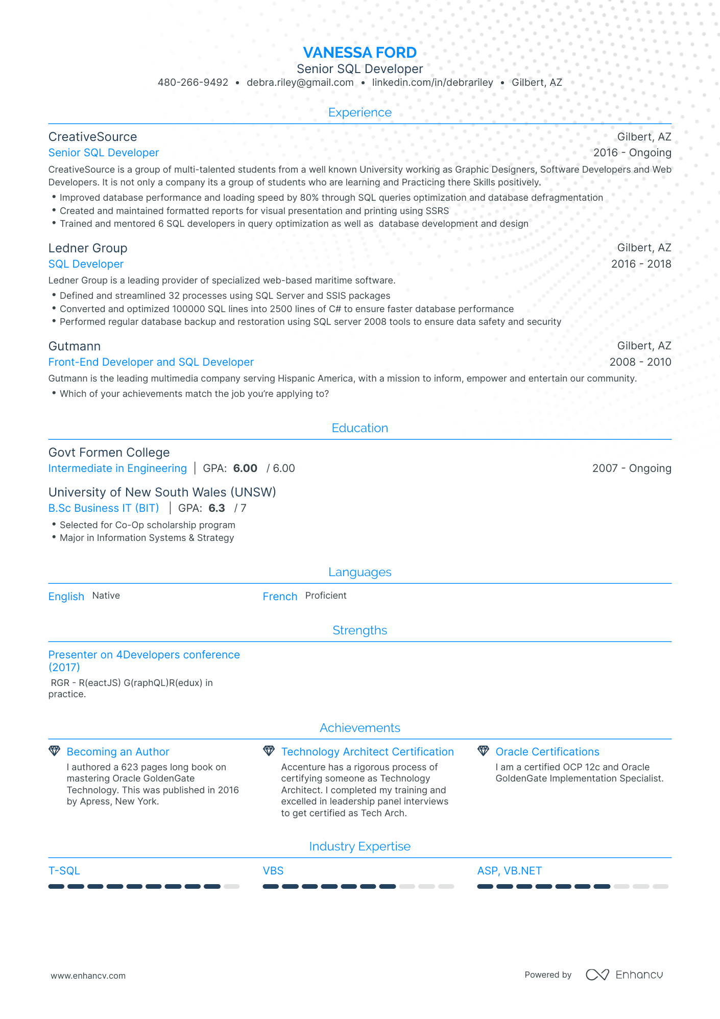11 SQL Developer Resume Examples & Guide for 2024