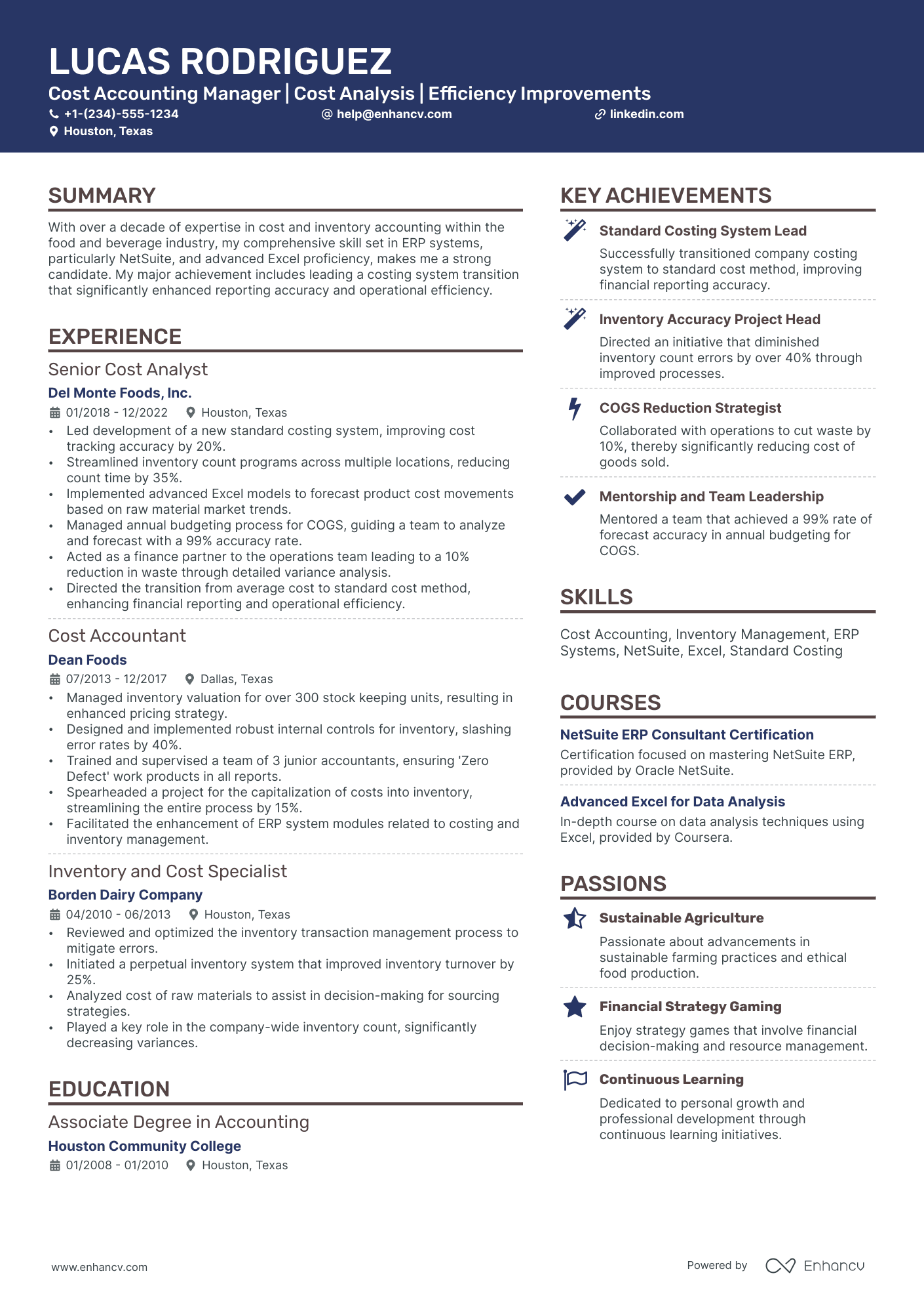 10 Cost Accounting Resume Examples & Guide for 2026