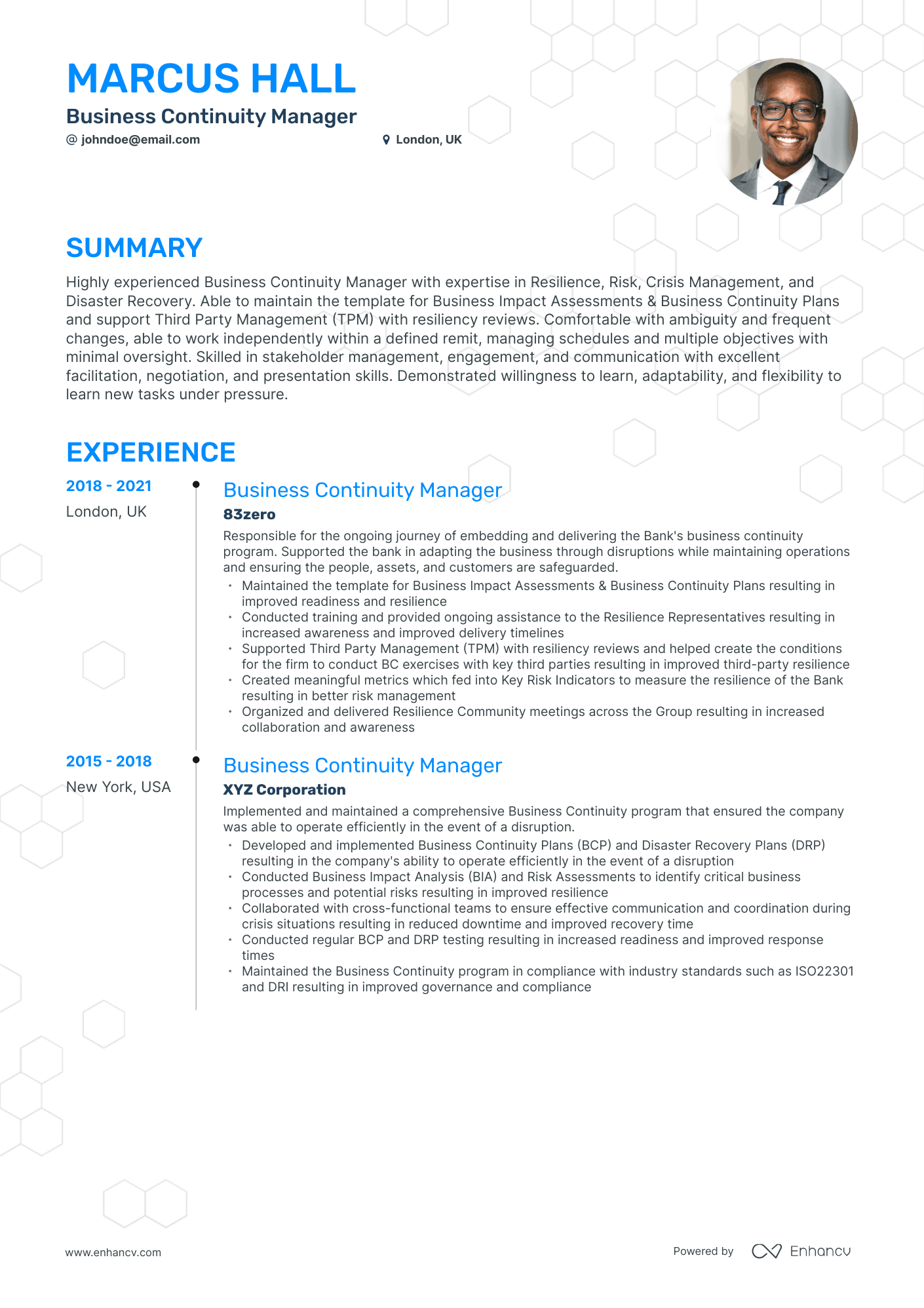 5 Business Continuity Manager Resume Examples & Guide for 2023