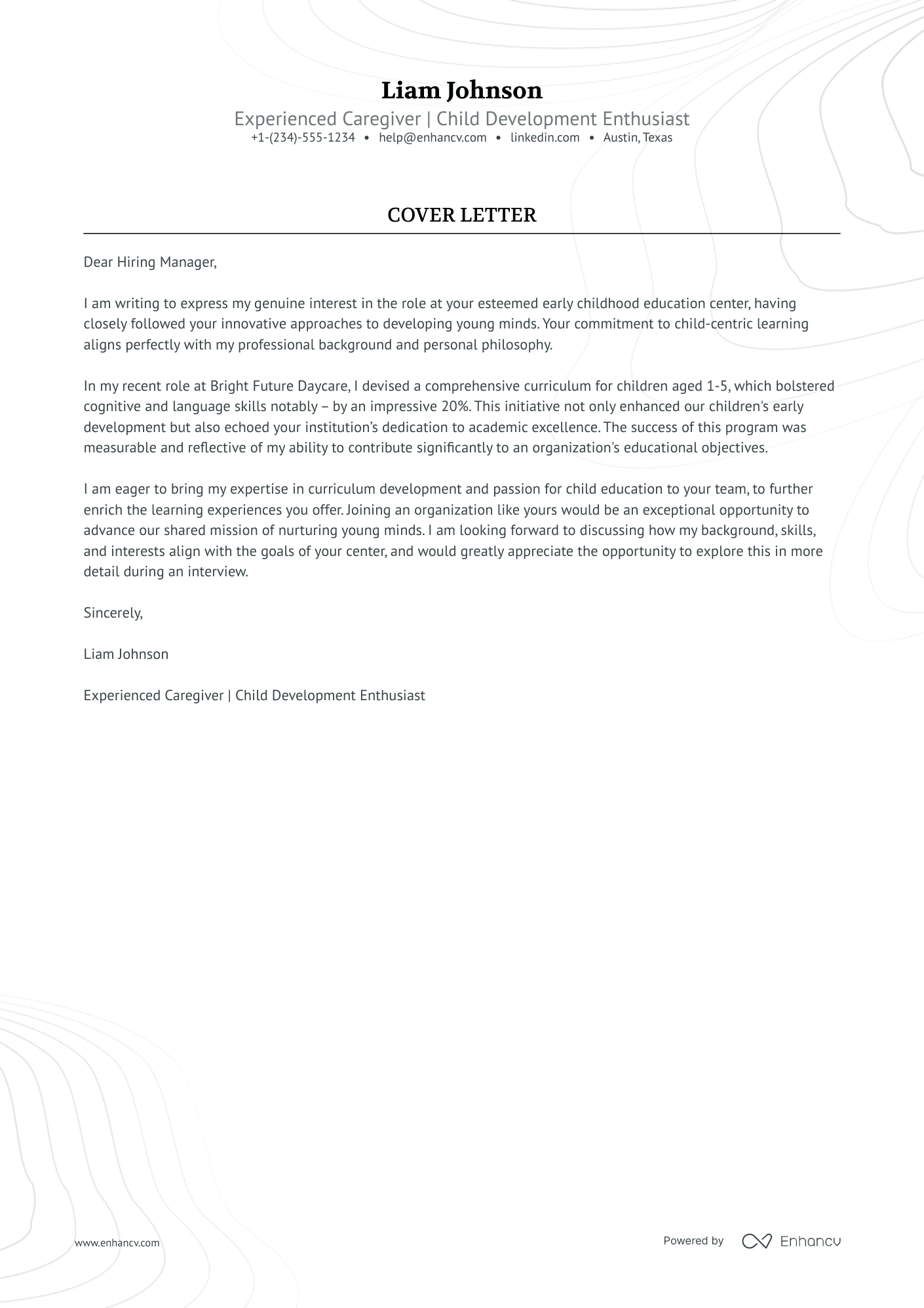 11 Professional Nanny Cover Letter Examples and Template for 2026 | Enhancv