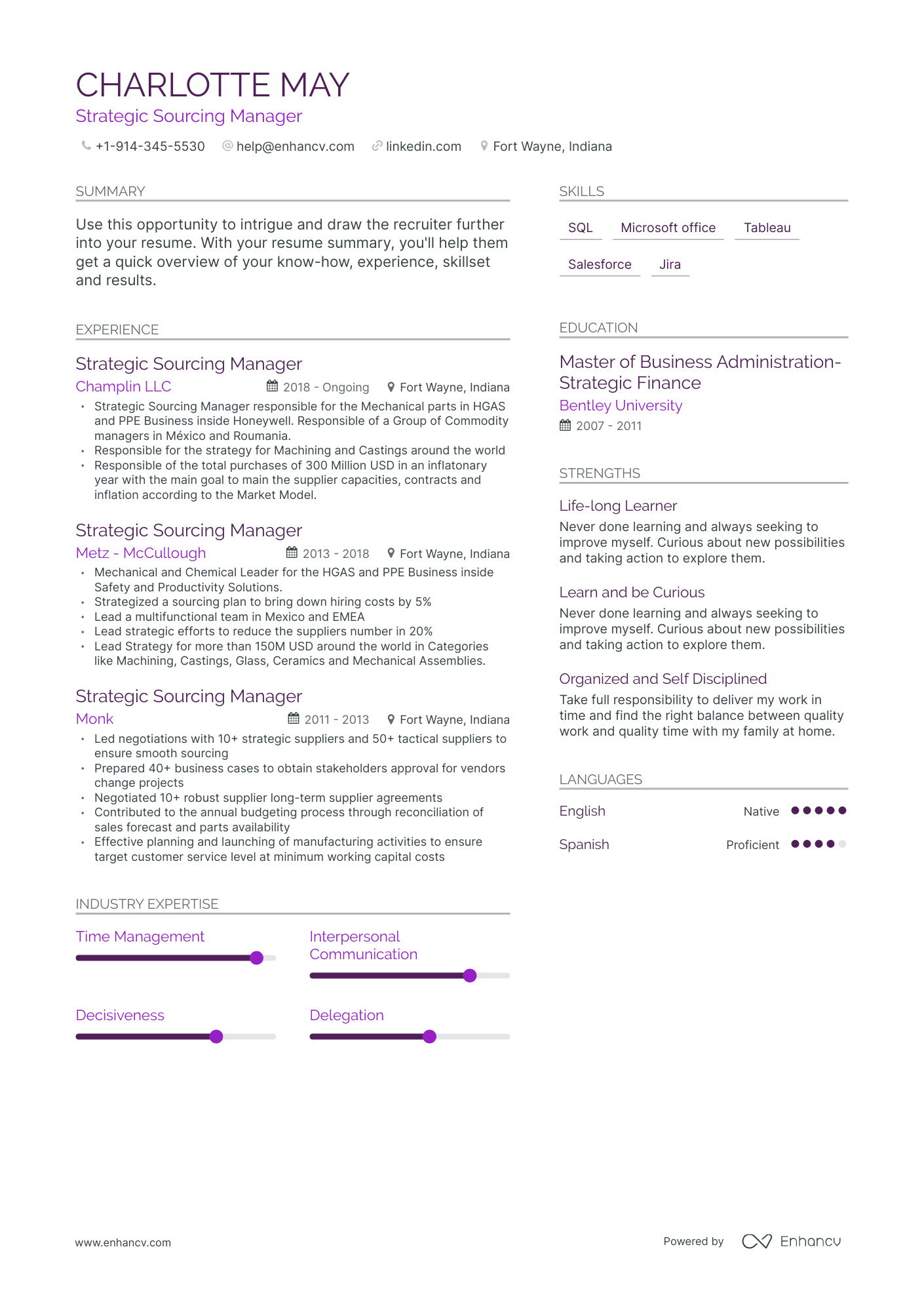 Strategic Sourcing Manager Resume Examples & Guide for 2023 (Layout ...