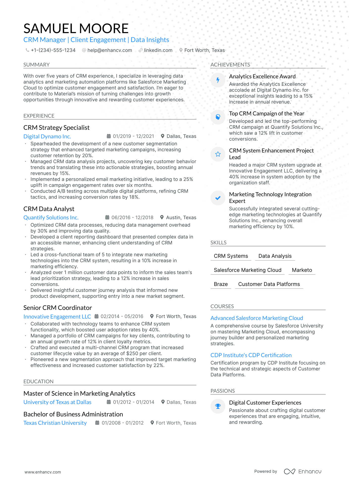 5 CRM Manager Resume Examples & Guide for 2024