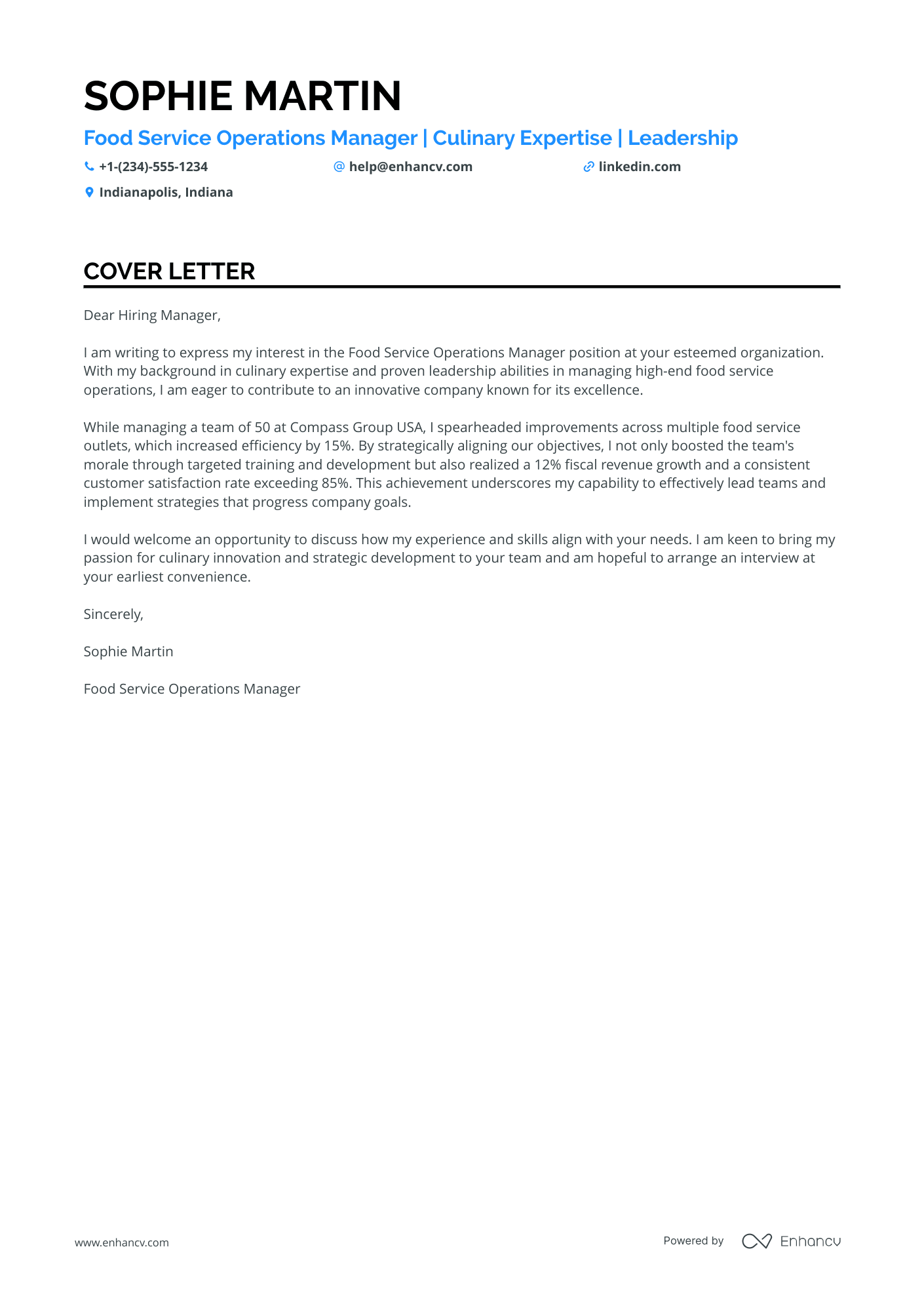 6 Professional Food Service Cover Letter Examples and Template for 2026 ...