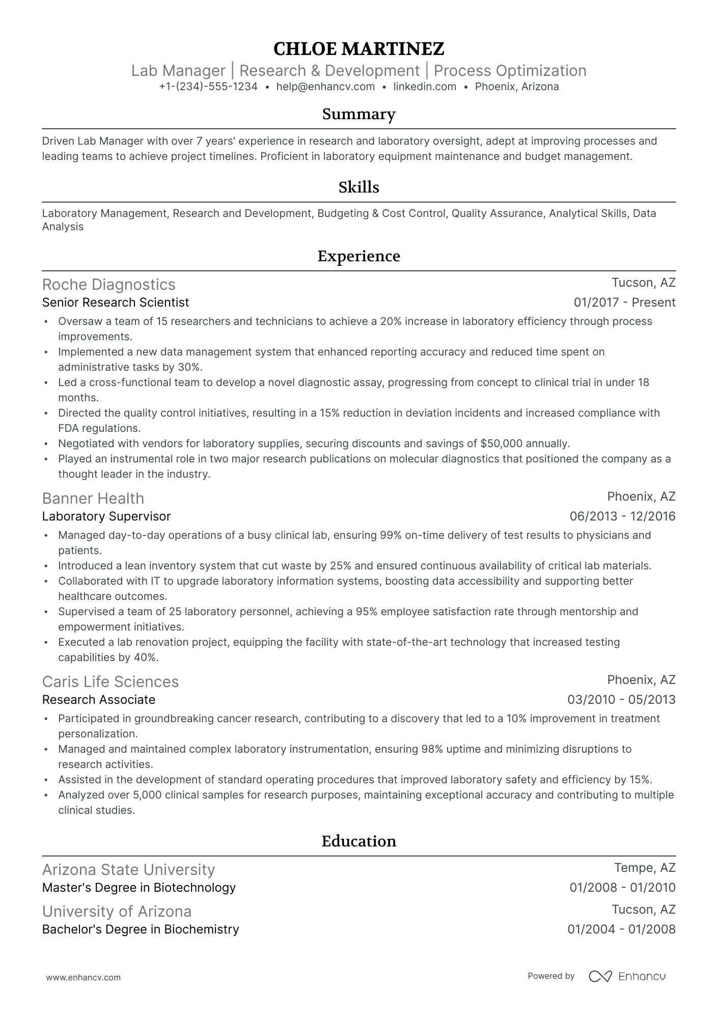 10 Lab Manager Resume Examples & Guide for 2026