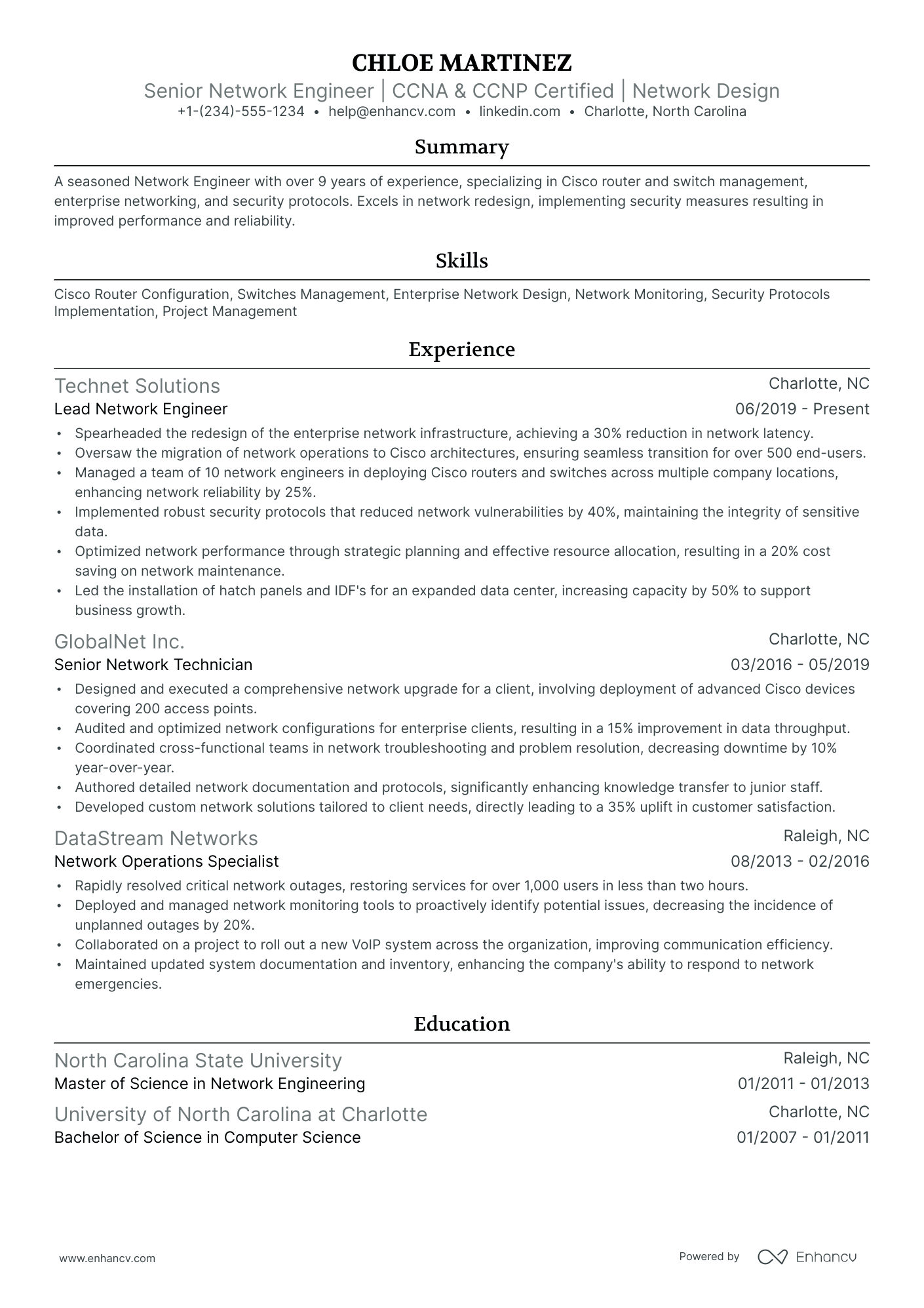 10 Ccna Network Engineer Resume Examples & Guide for 2025