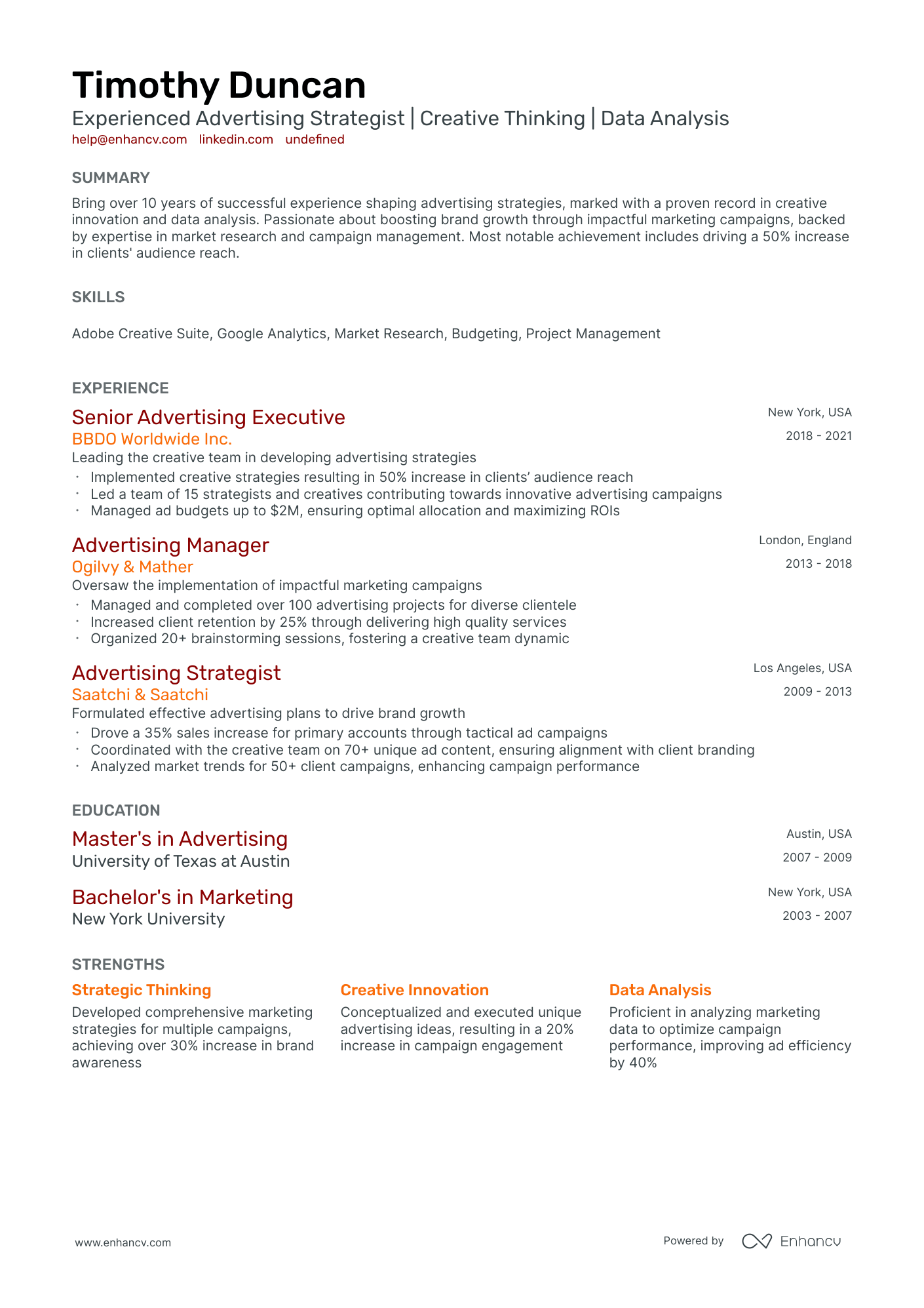10 Advertising Agency Resume Examples & Guide for 2026