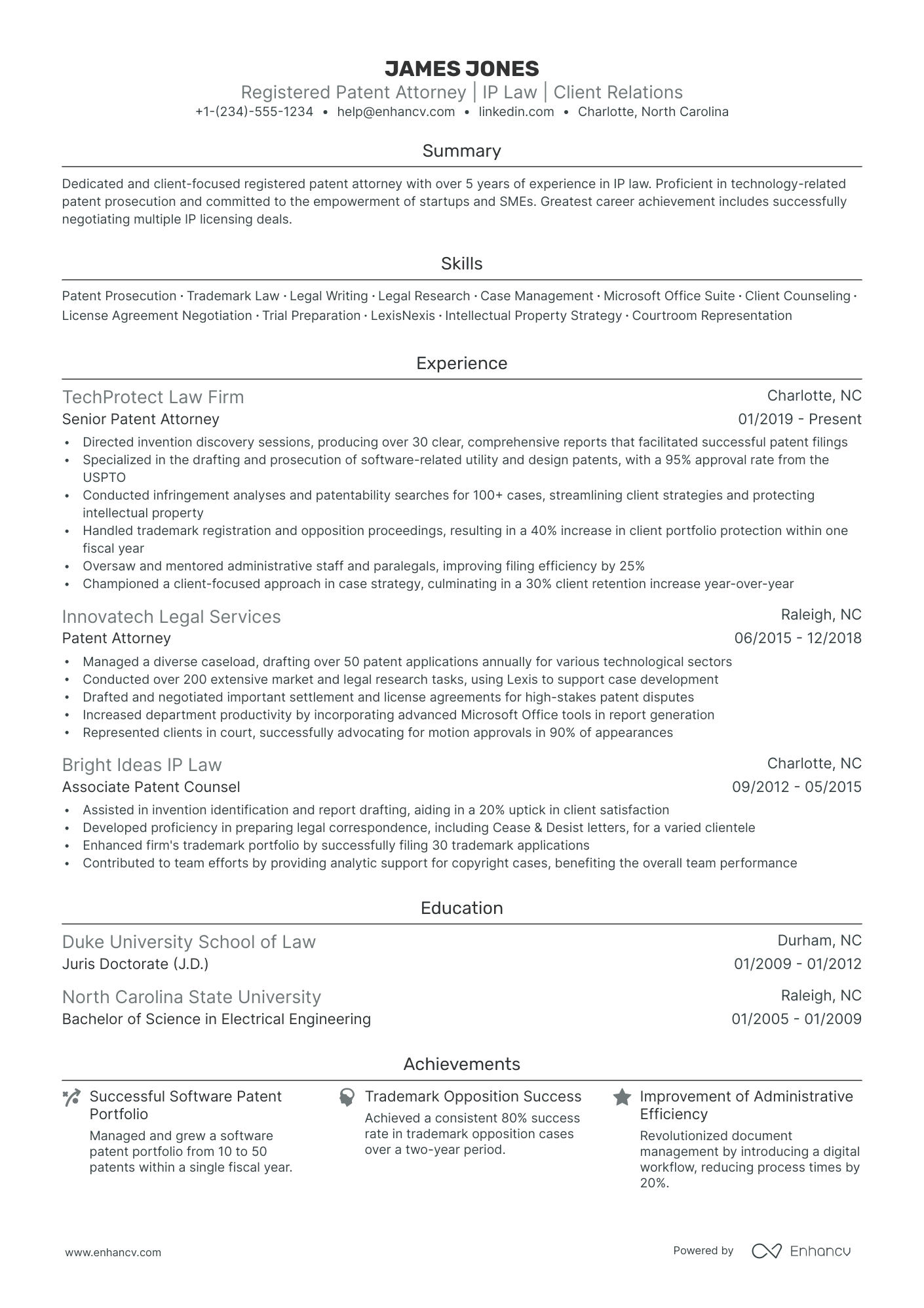 5 Patent Lawyer Resume Examples & Guide for 2024