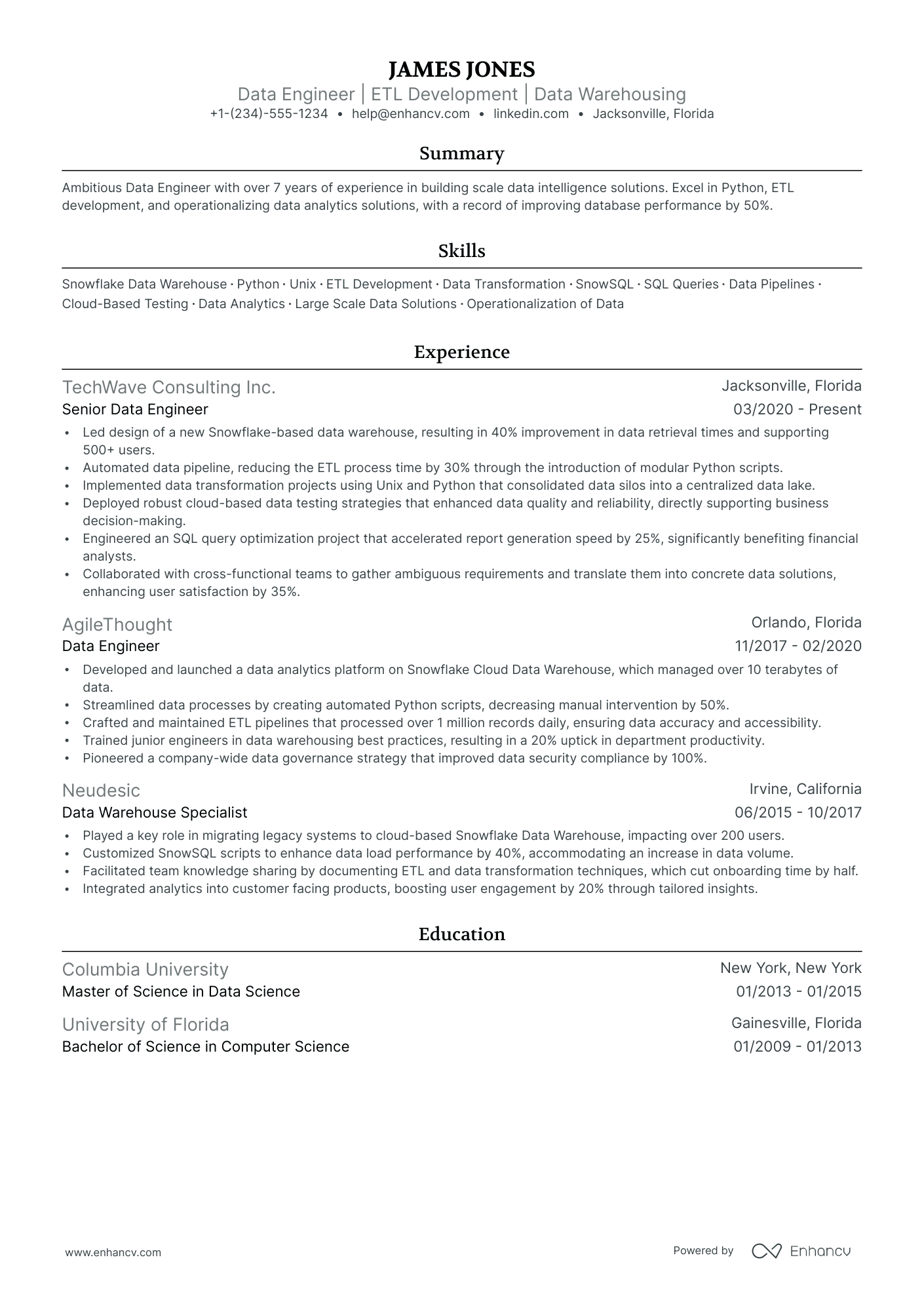 5 Snowflake Developer Resume Examples & Guide for 2024
