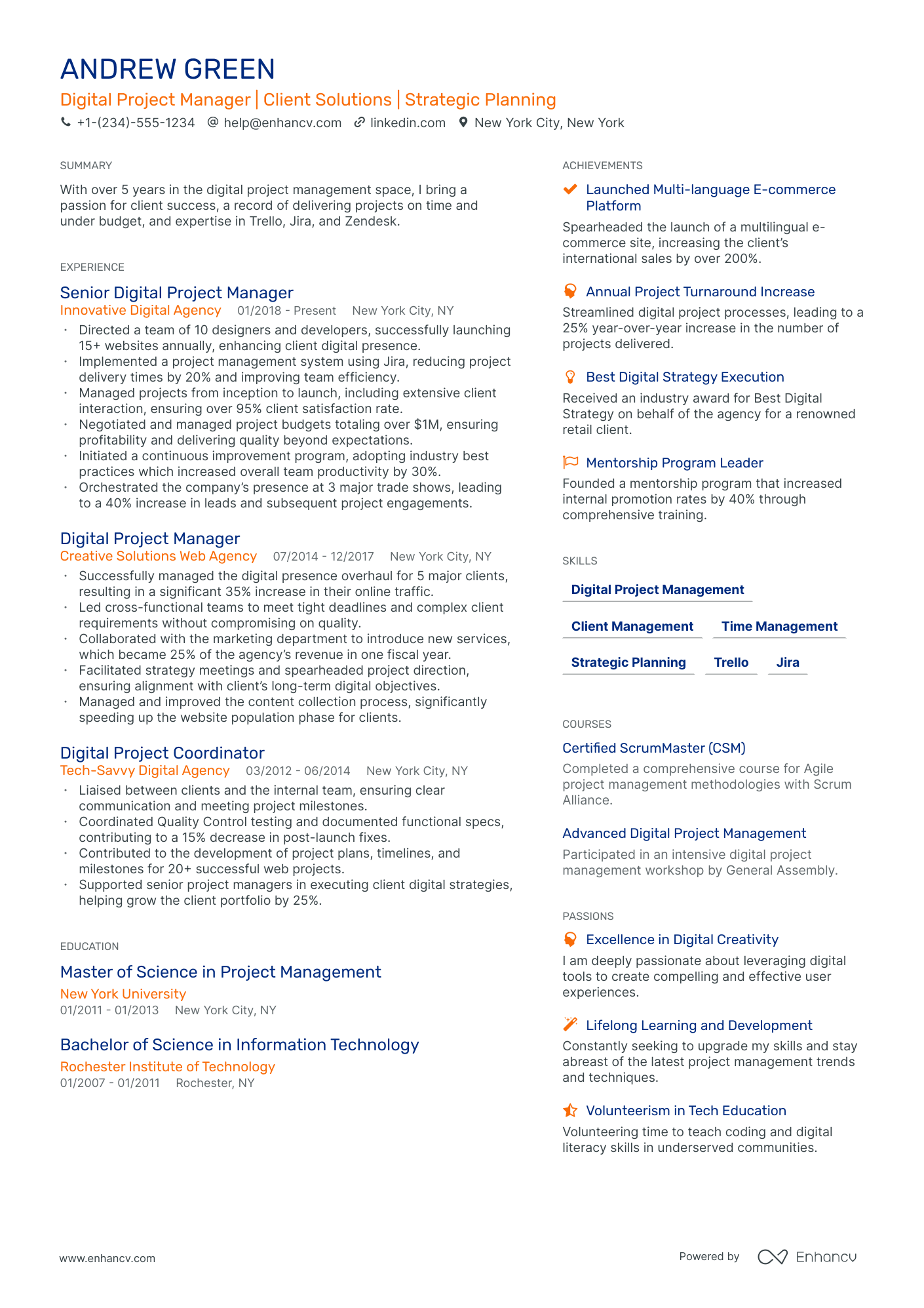 5 Digital Project Manager Resume Examples & Guide for 2024