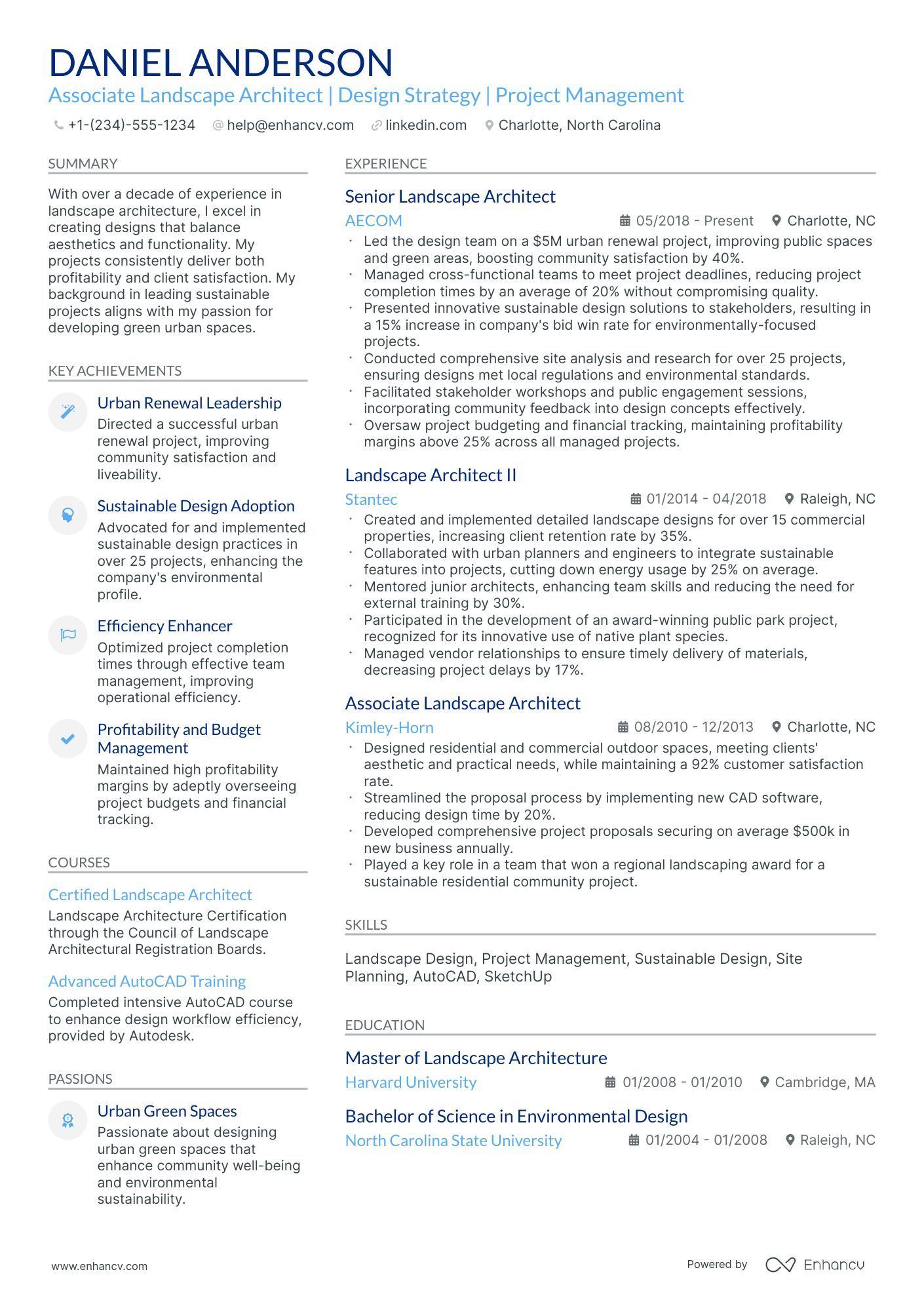 10 Landscape Architect Resume Examples & Guide for 2025